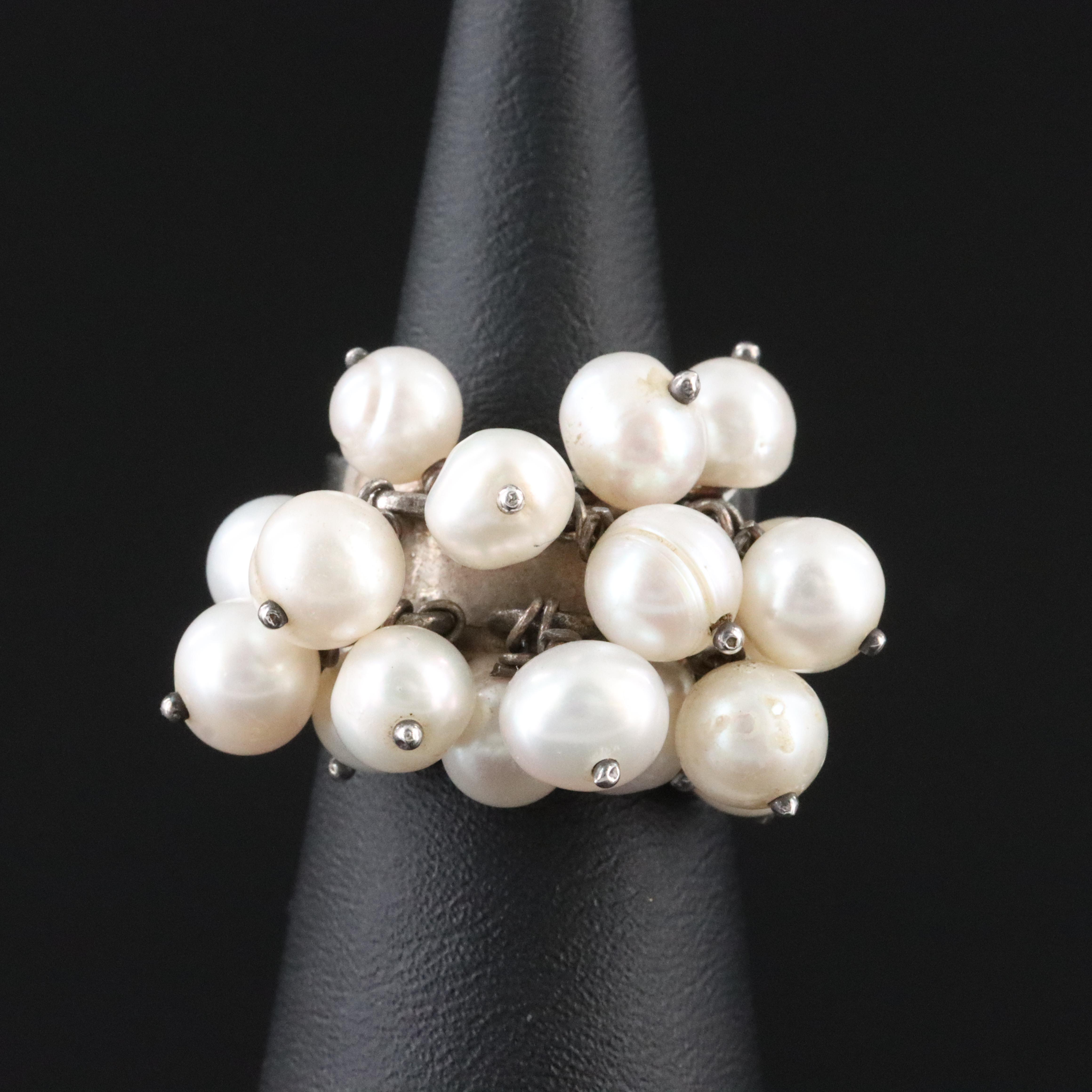 Sterling Pearl Pom-Pom Ring | EBTH
