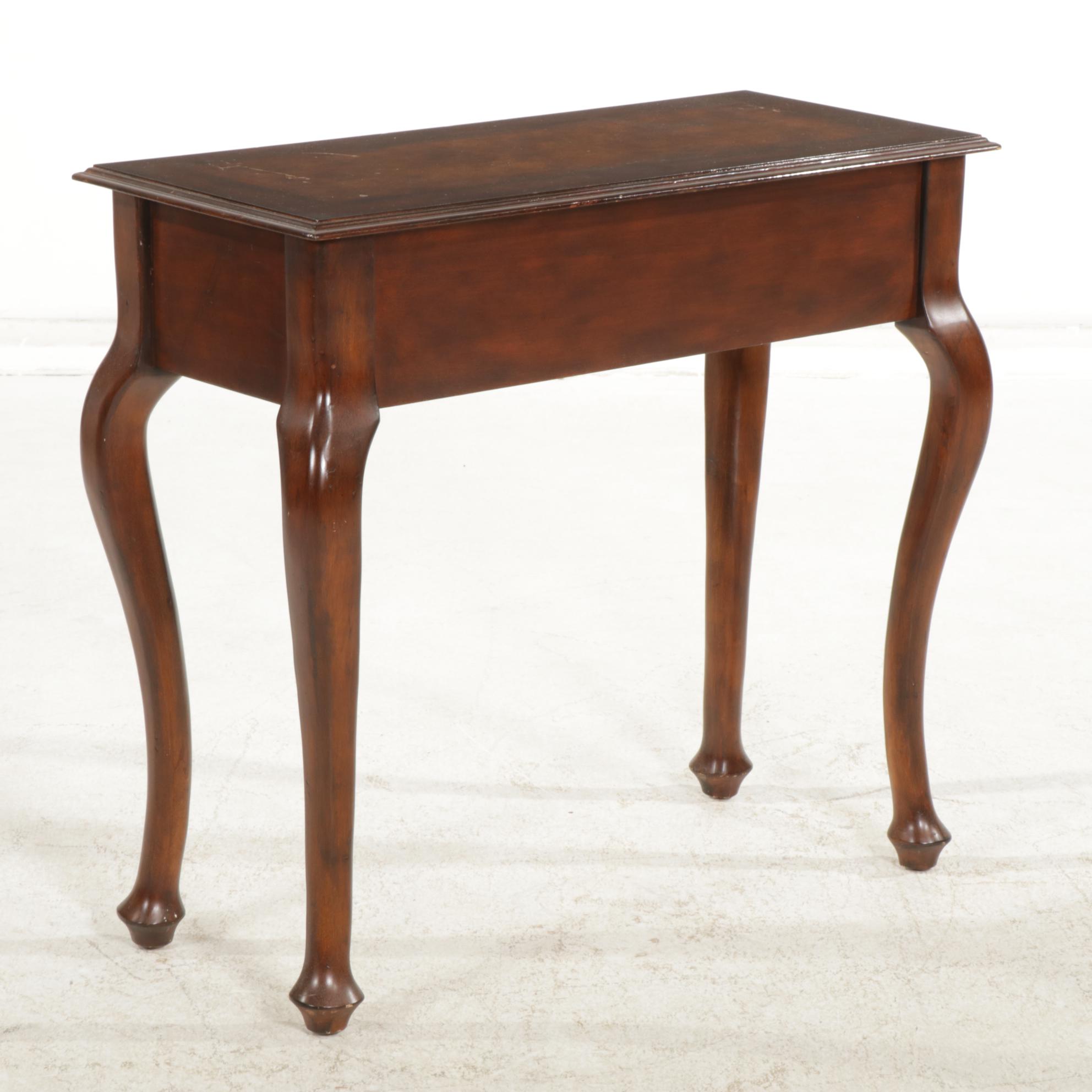 Queen Anne Style Hall Table with Burl Wood Veneer | EBTH