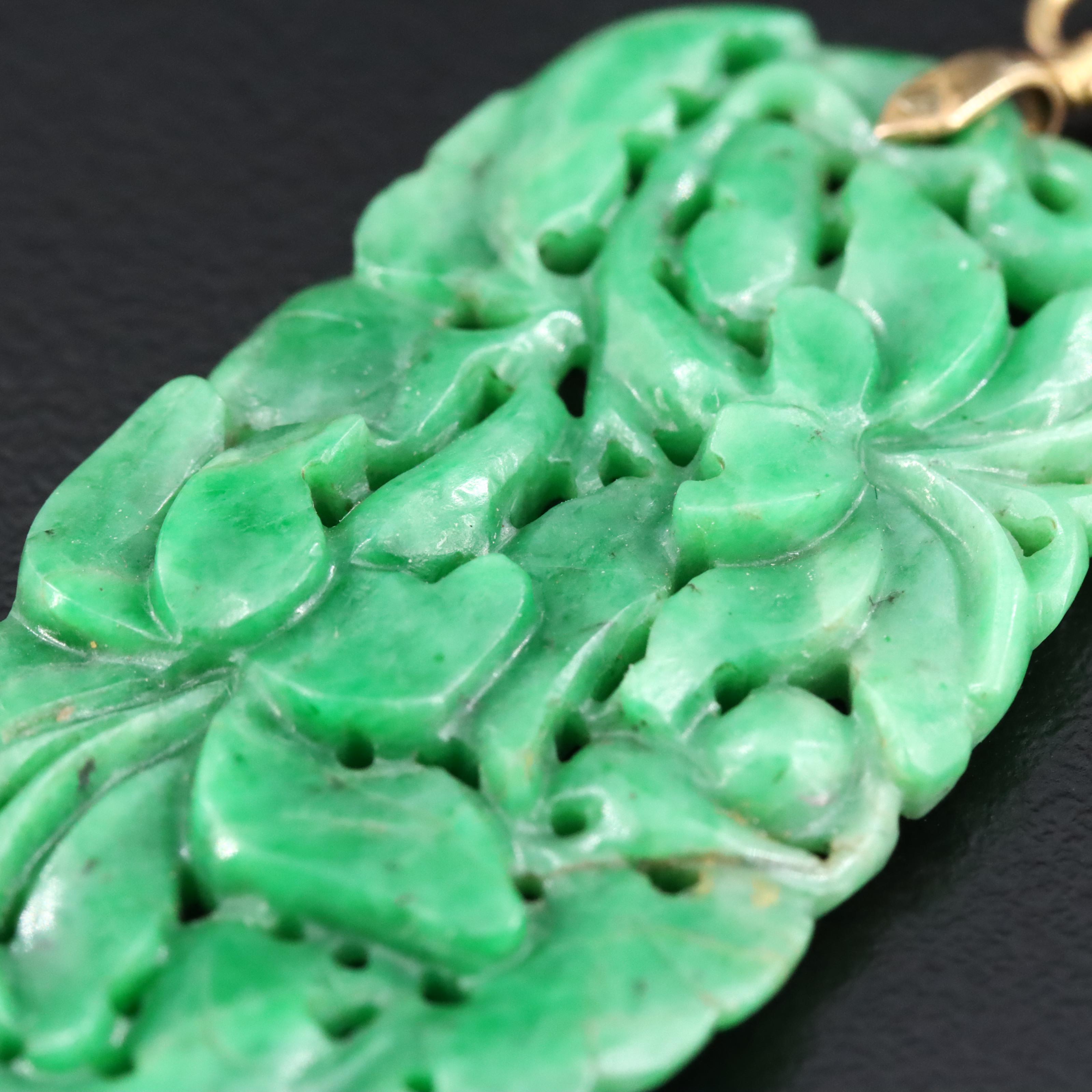 14K Carved Jadeite Pendant | EBTH