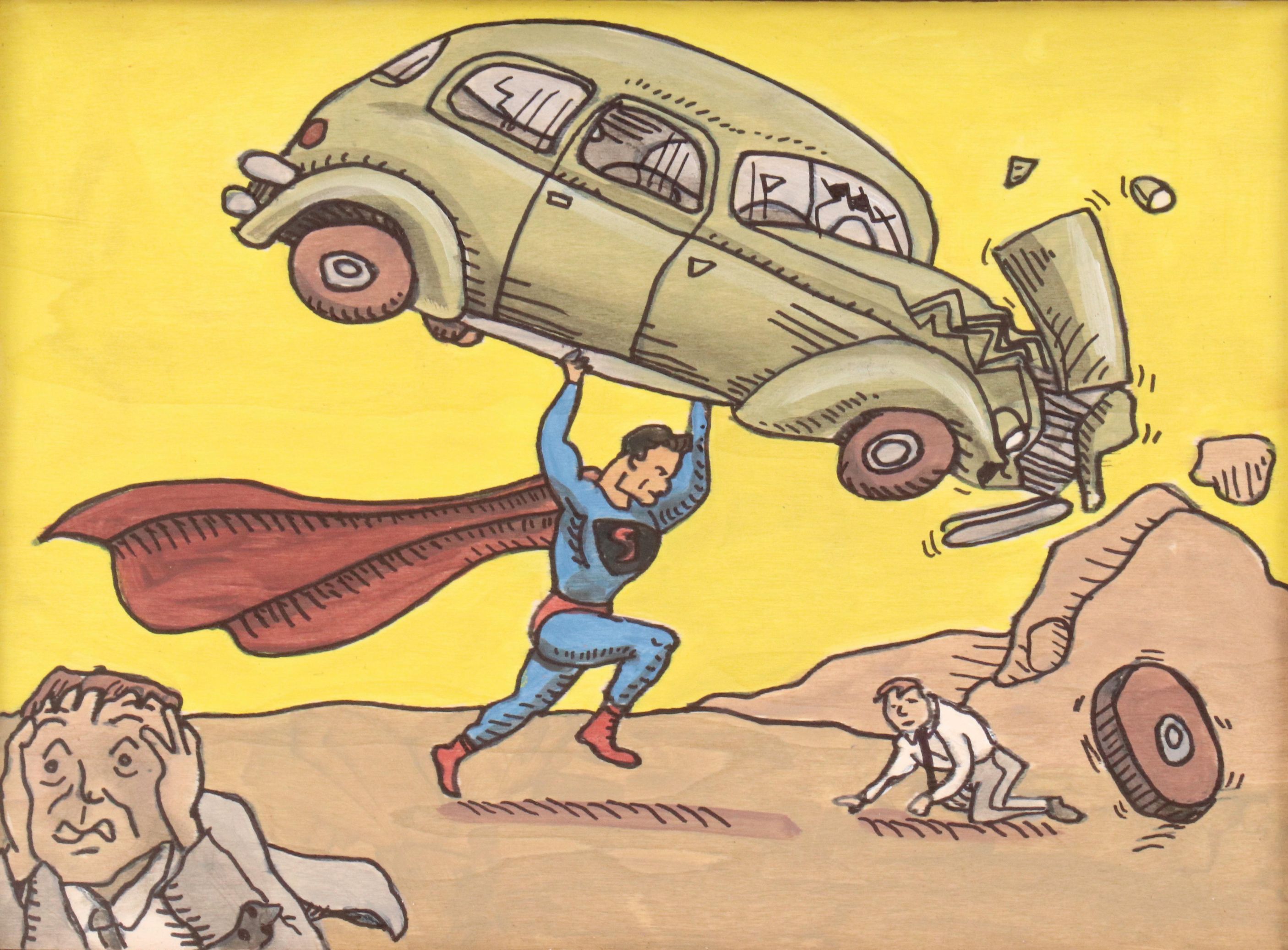 Aaron Wooten Stylized Acrylic Painting of Superman "Man of Steel," 2025 ...