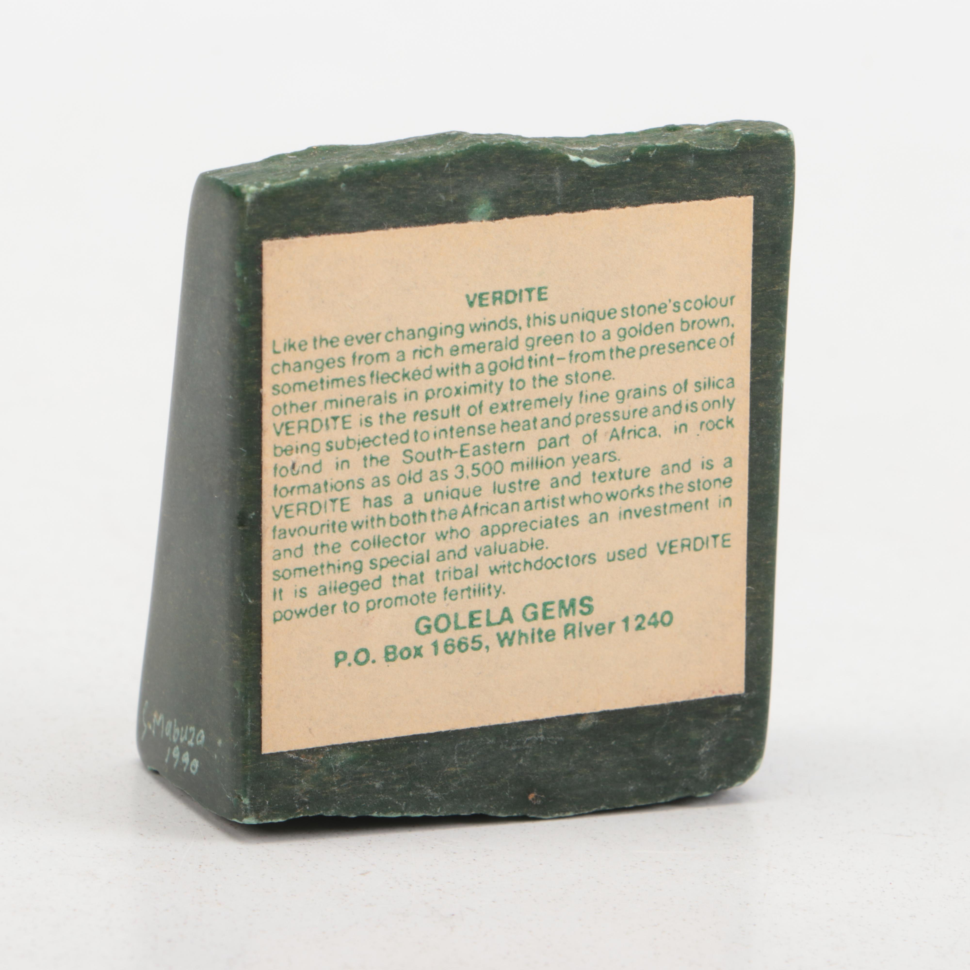 Golela Gems Carved Verdite with English Porcelain Flower, KG Powder and ...