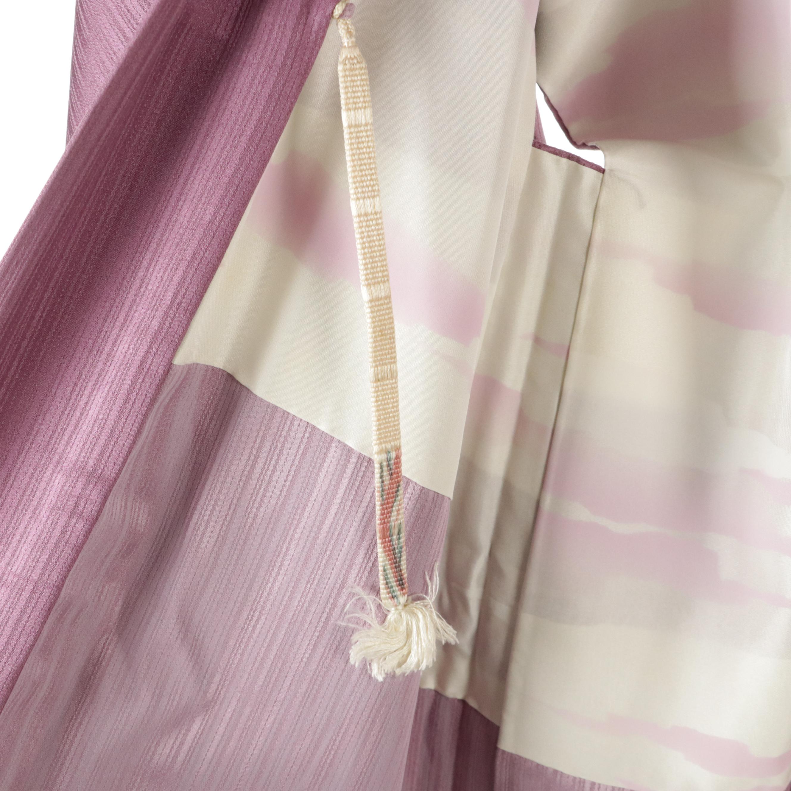 Japanese Iro Muji Kimono and Haori in Silk with Textile Remnants | EBTH