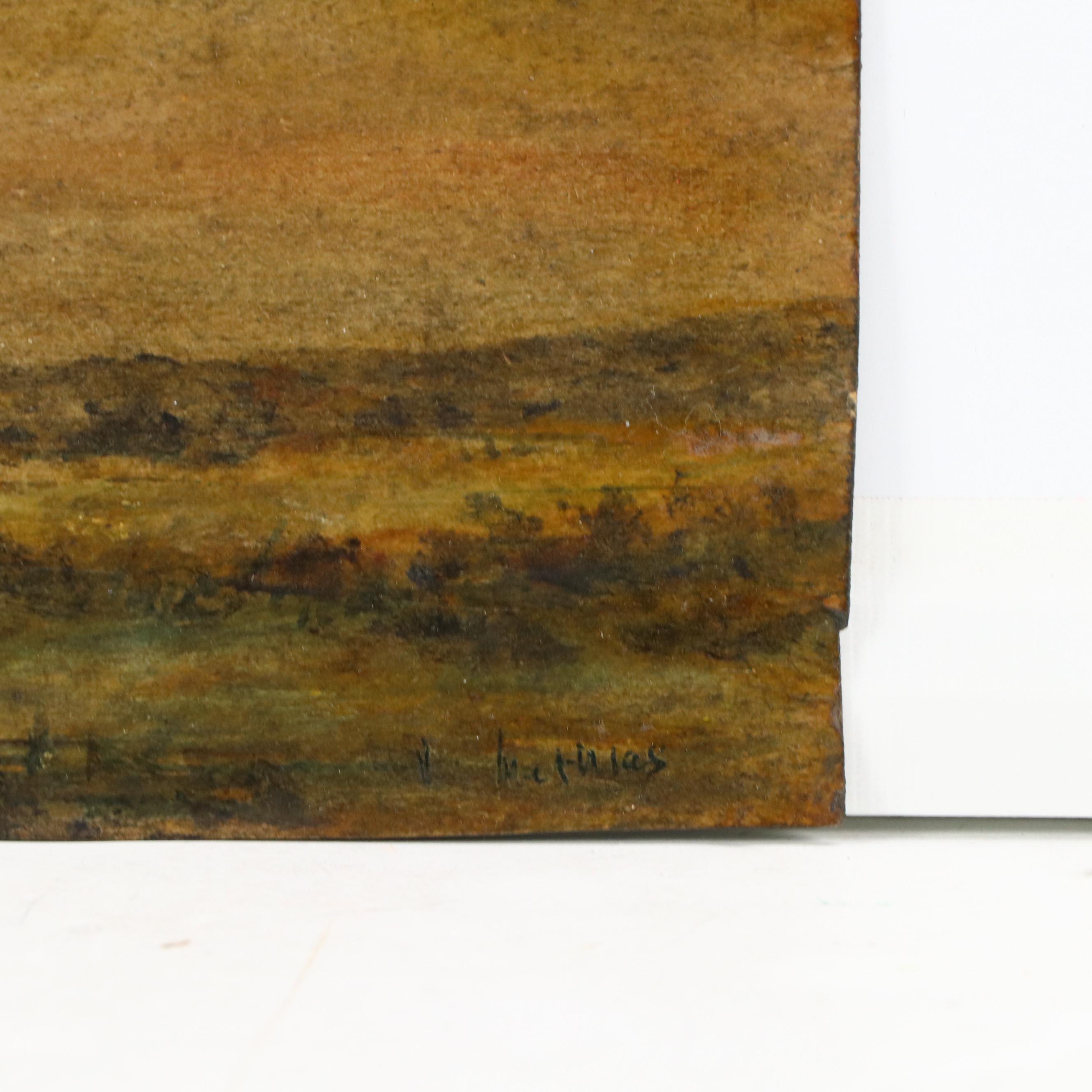 Victor Mathias Pastoral Landscape Oil Painting with Seated Figures ...