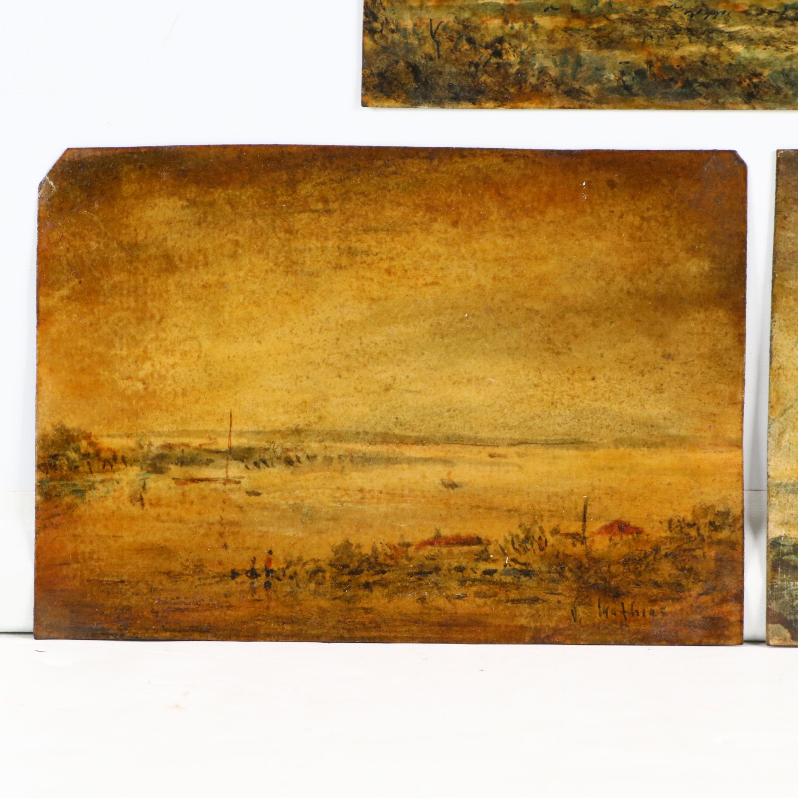 Victor Mathias Landscape Oil Paintings of Marshland Scenes, Early 20th ...