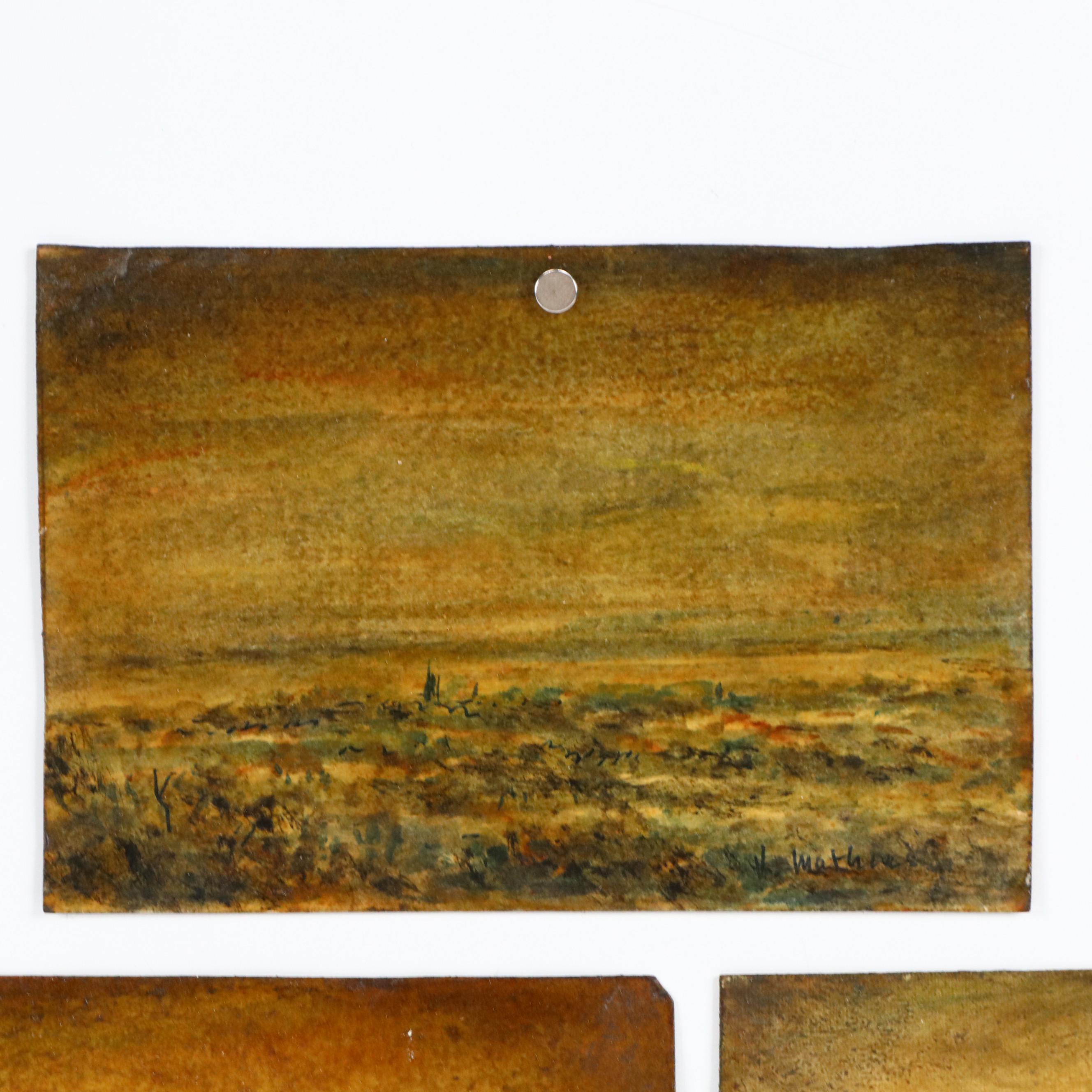 Victor Mathias Landscape Oil Paintings of Marshland Scenes, Early 20th ...