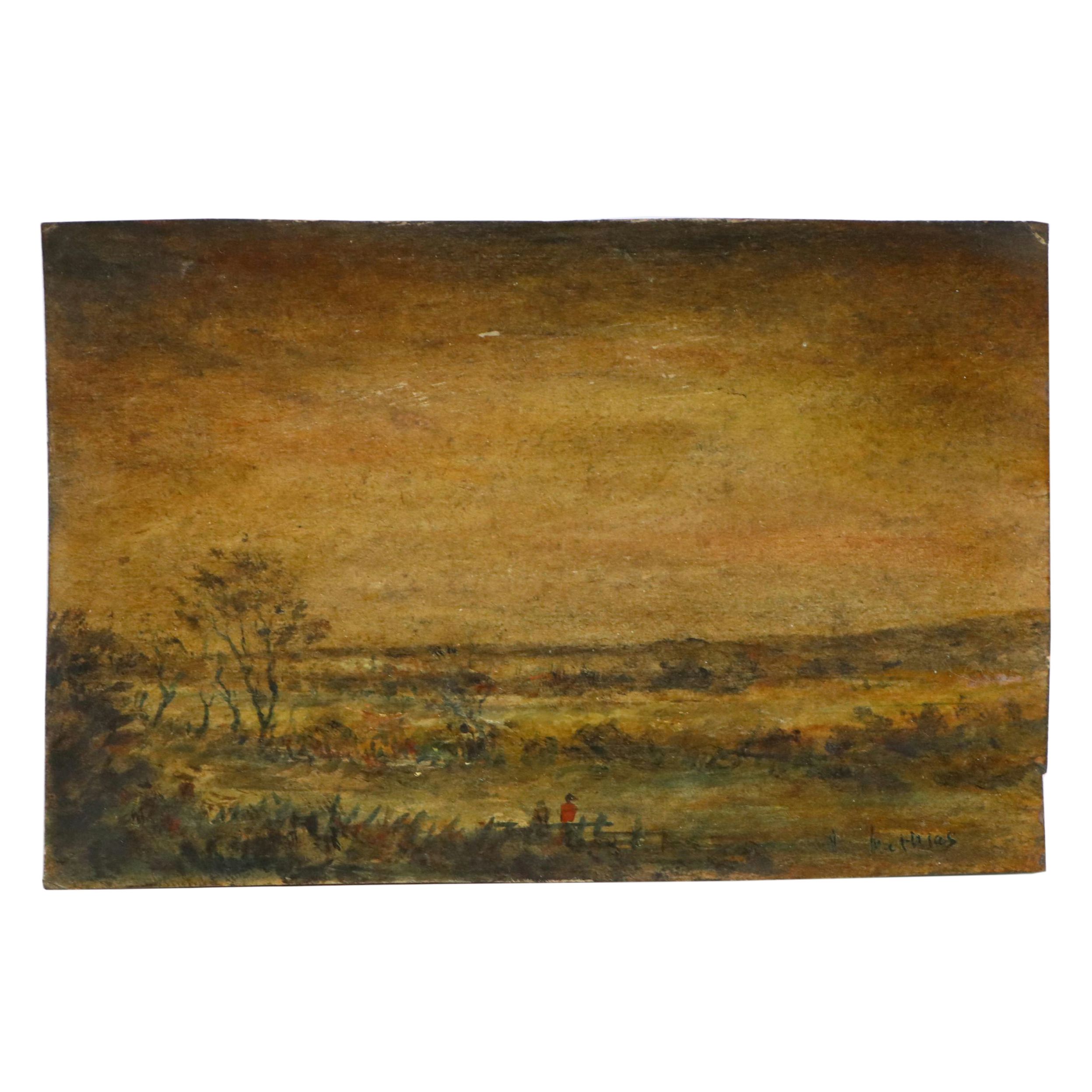 Victor Mathias Pastoral Landscape Oil Painting with Seated Figures ...