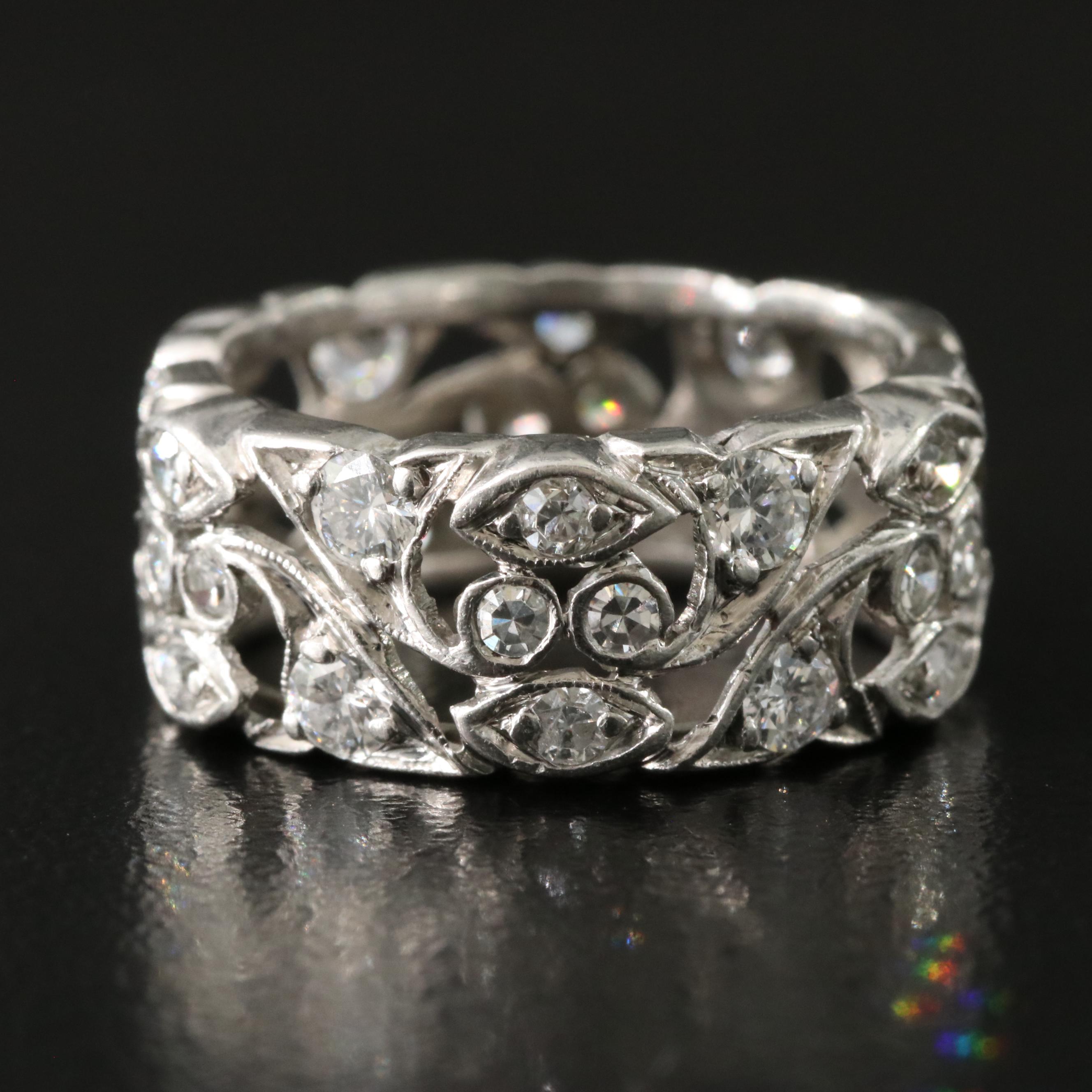 Platinum 1.26 CTW Diamond Scrollwork Eternity Band | EBTH