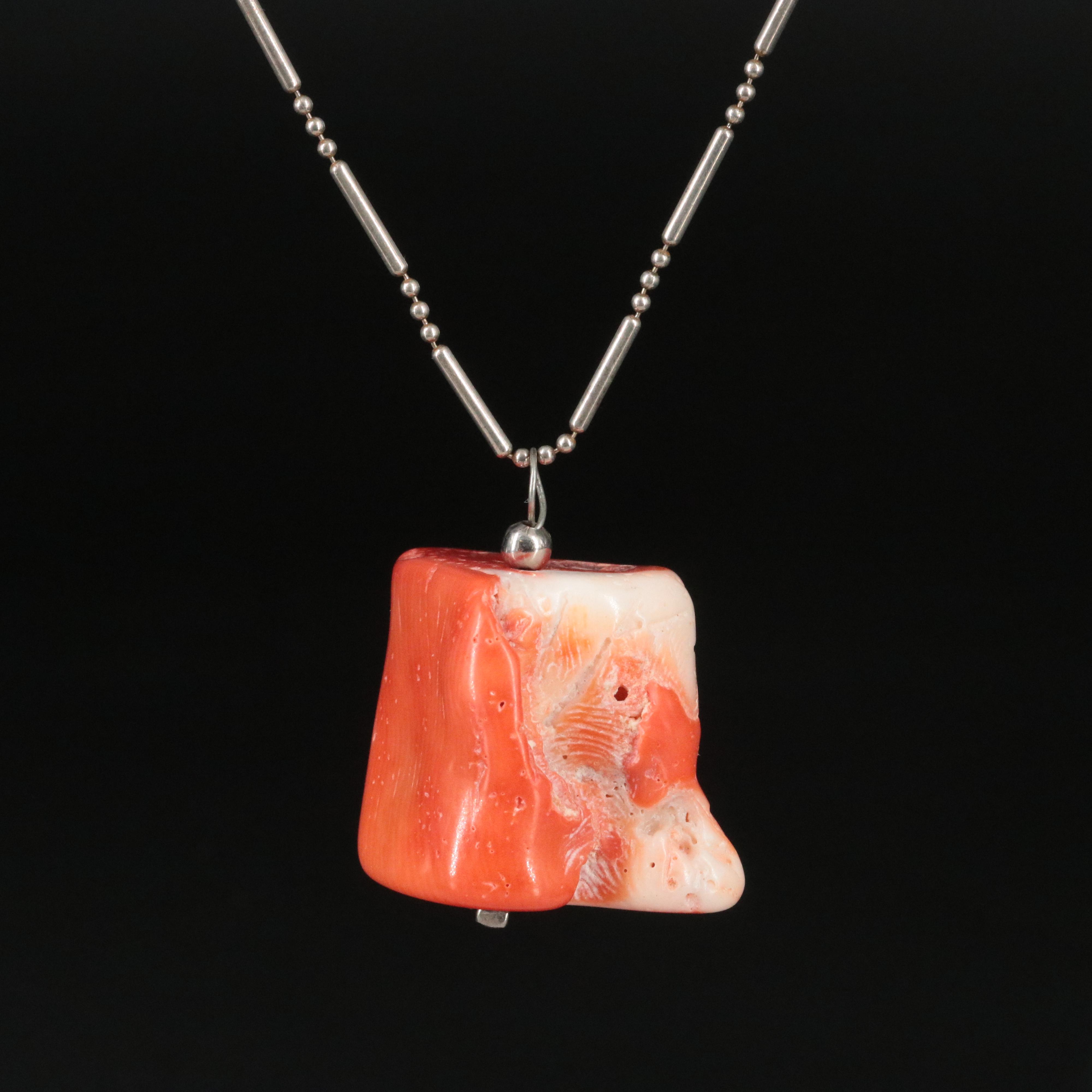 Sterling Coral Pendant Necklace | EBTH