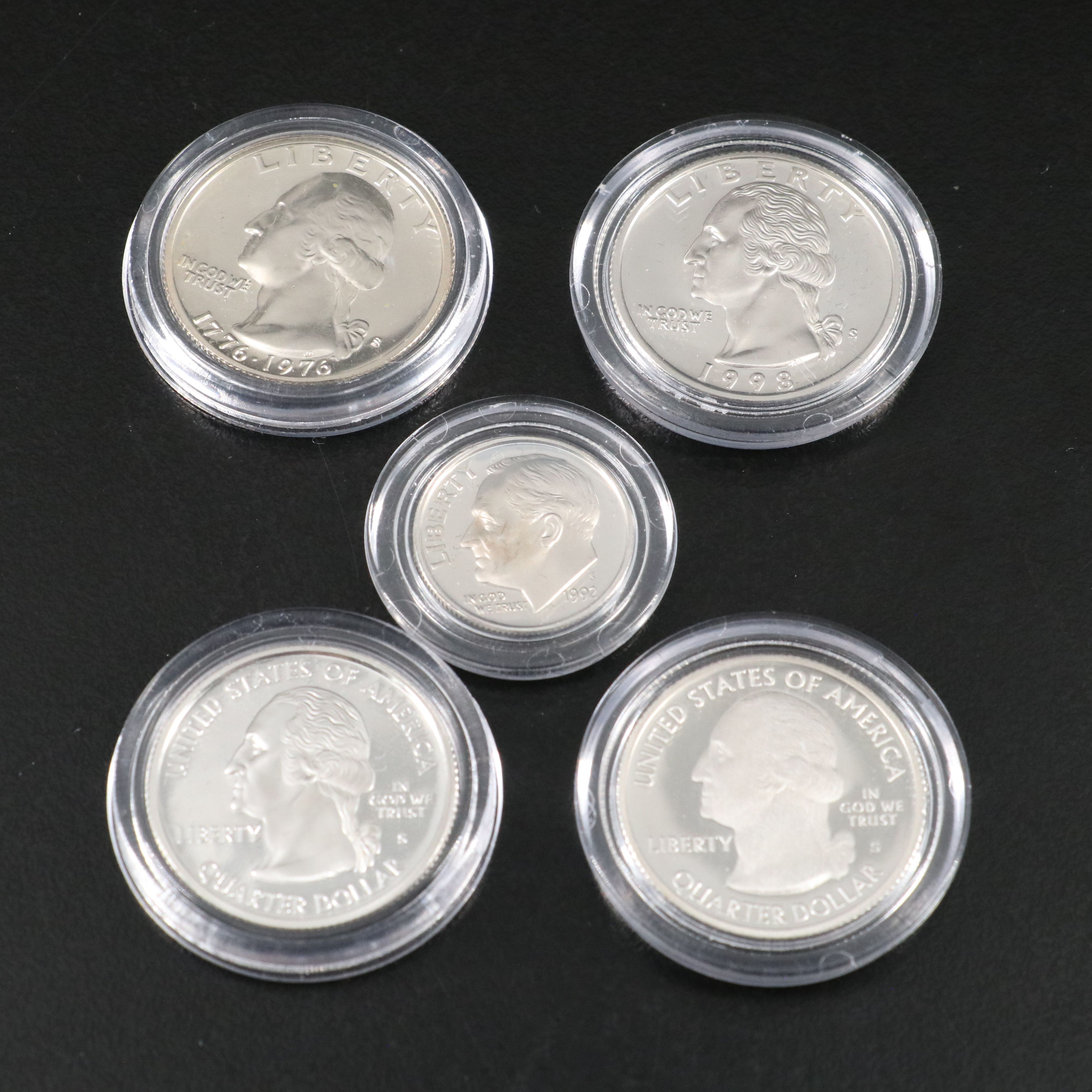 Thirteen U.S. Silver Proof Dimes, Quarters, Half Dollars, and Dollars ...