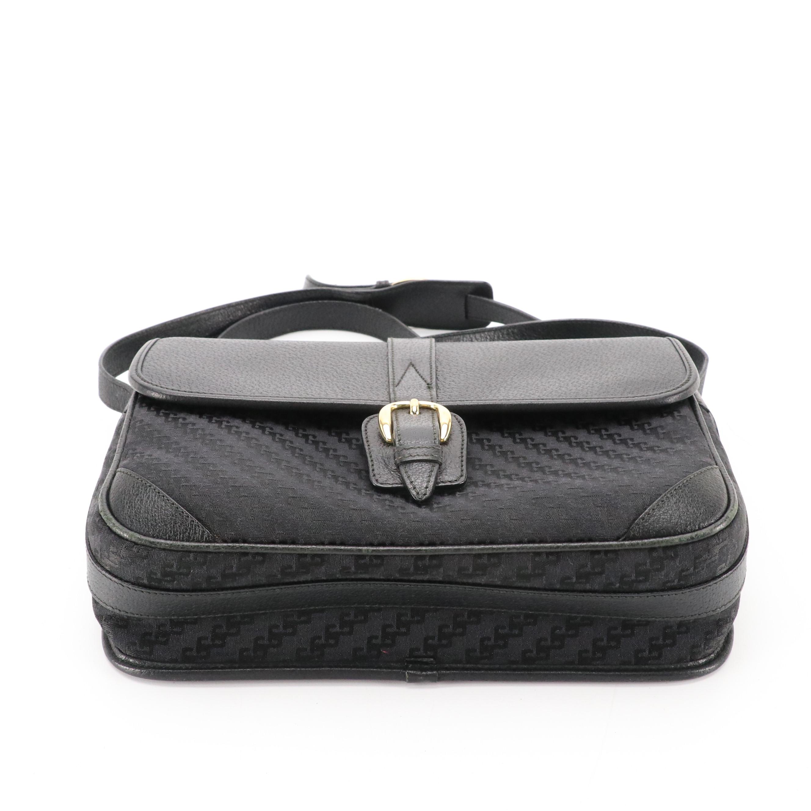 Gucci Buckle Flap Crossbody Bag in Vintage G Nylon Jacquard and Leather Trim | EBTH