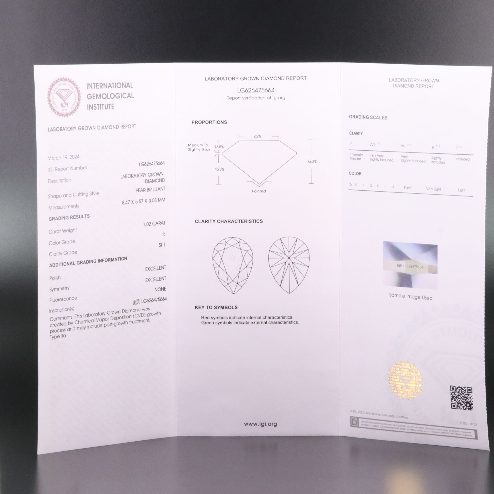 Loose 1.02 CT Lab Grown Diamond with IGI Report | EBTH
