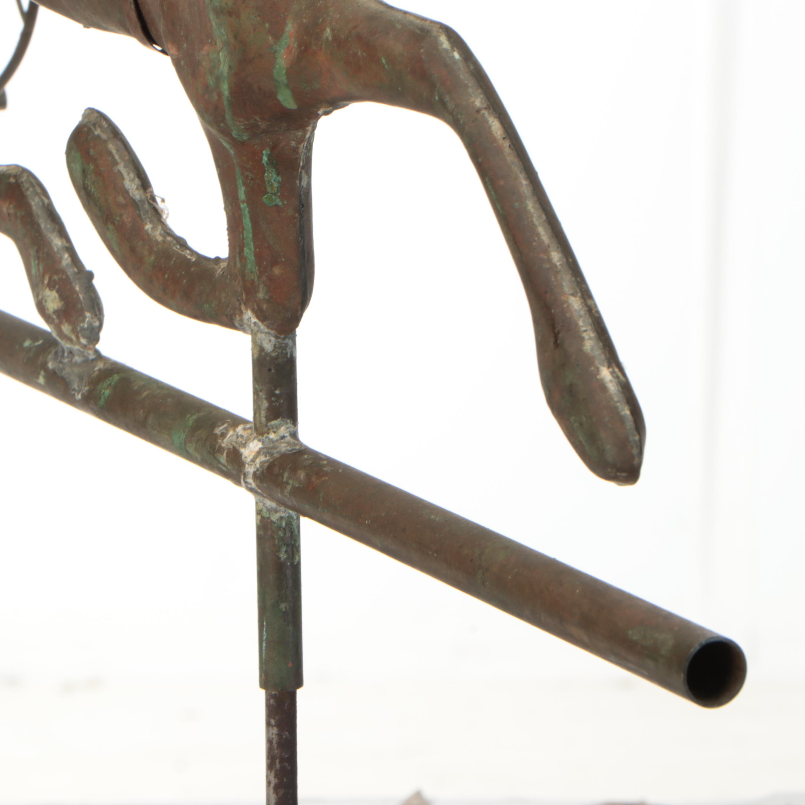 Copper Horse Weathervane with Wood Stand | EBTH