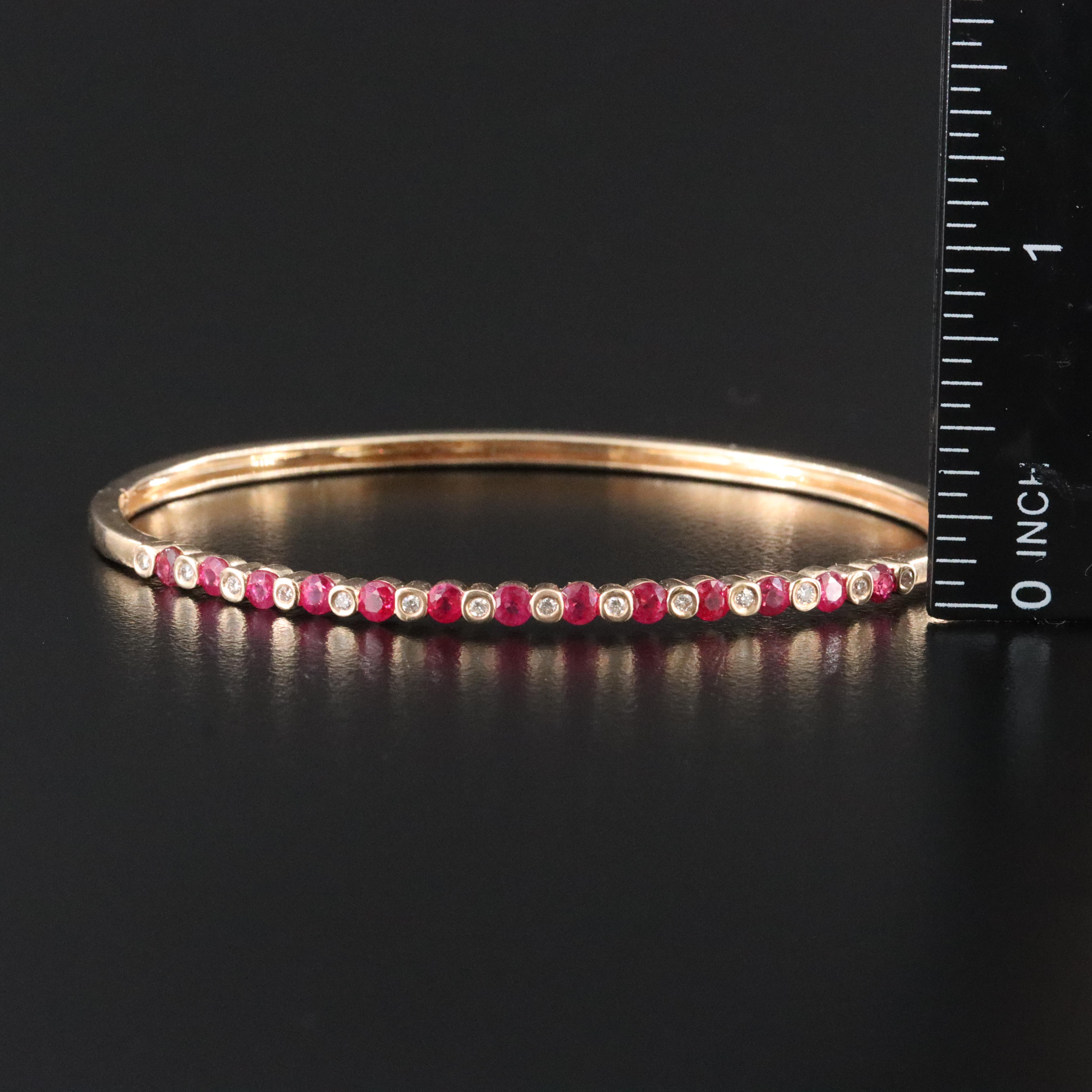 14K Ruby and Diamond Hinged Bangle | EBTH