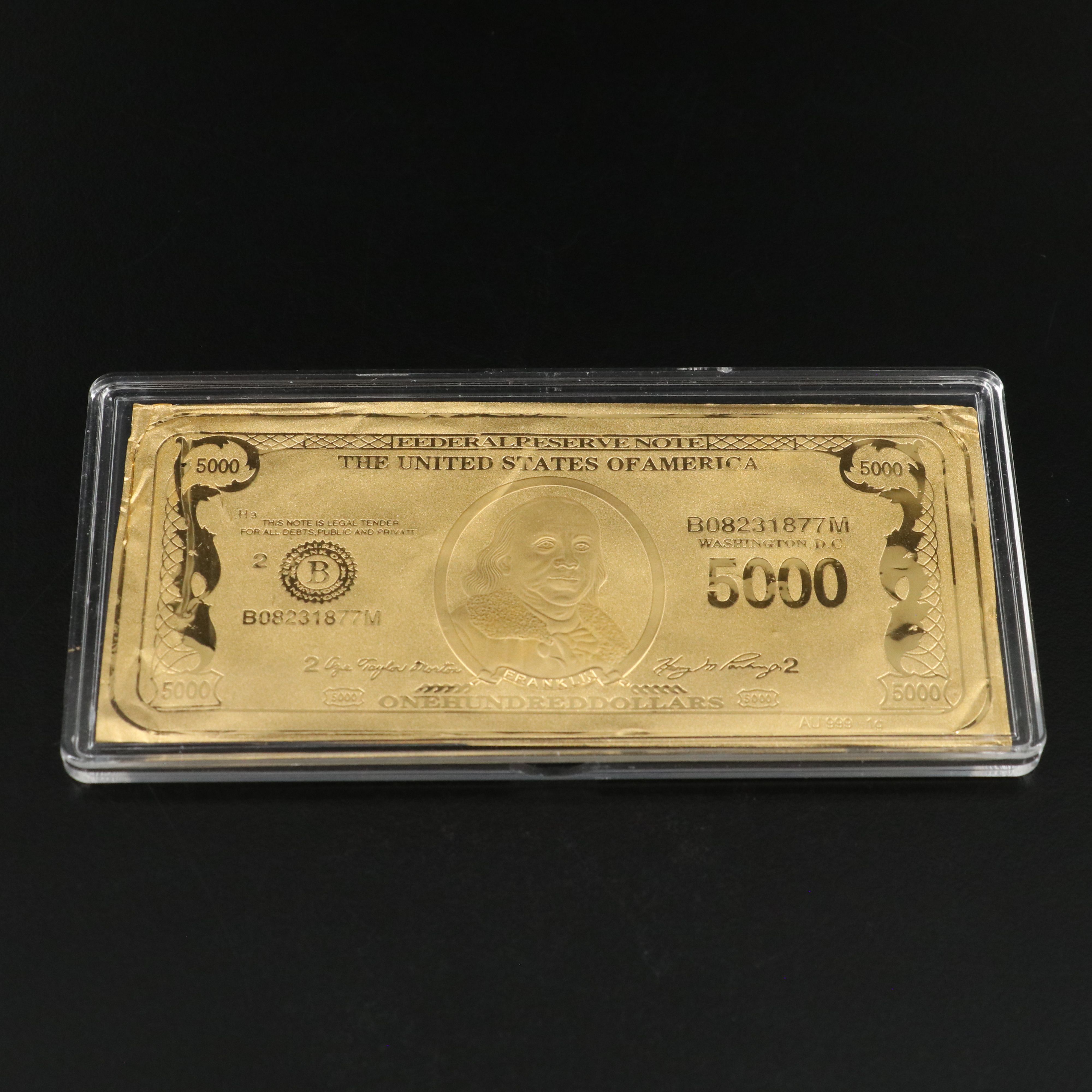 24K Gold-Plated Miniature Reproduction Currency Note | EBTH