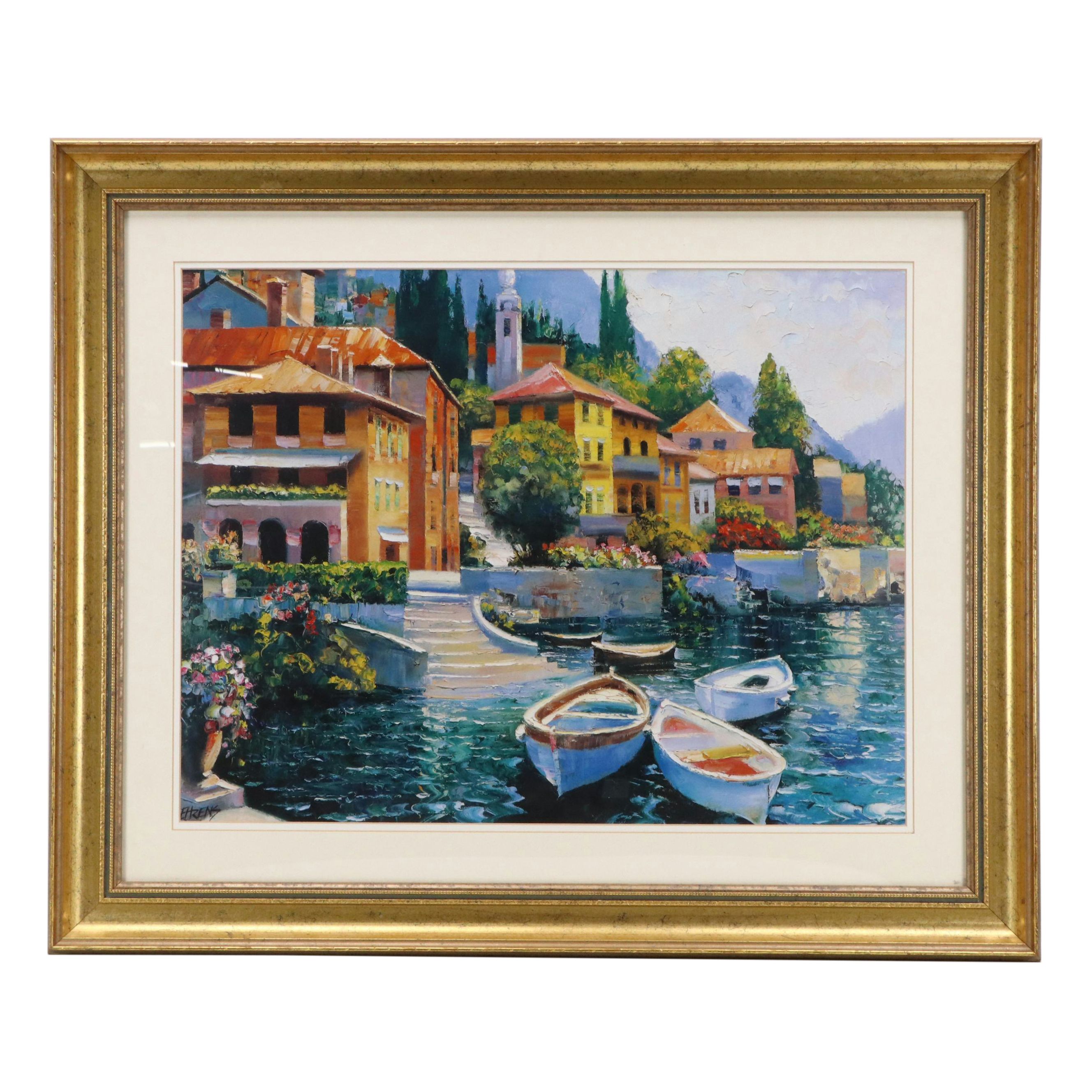 Offset Lithograph After Howard Behrens "Lake Como Landing" | EBTH