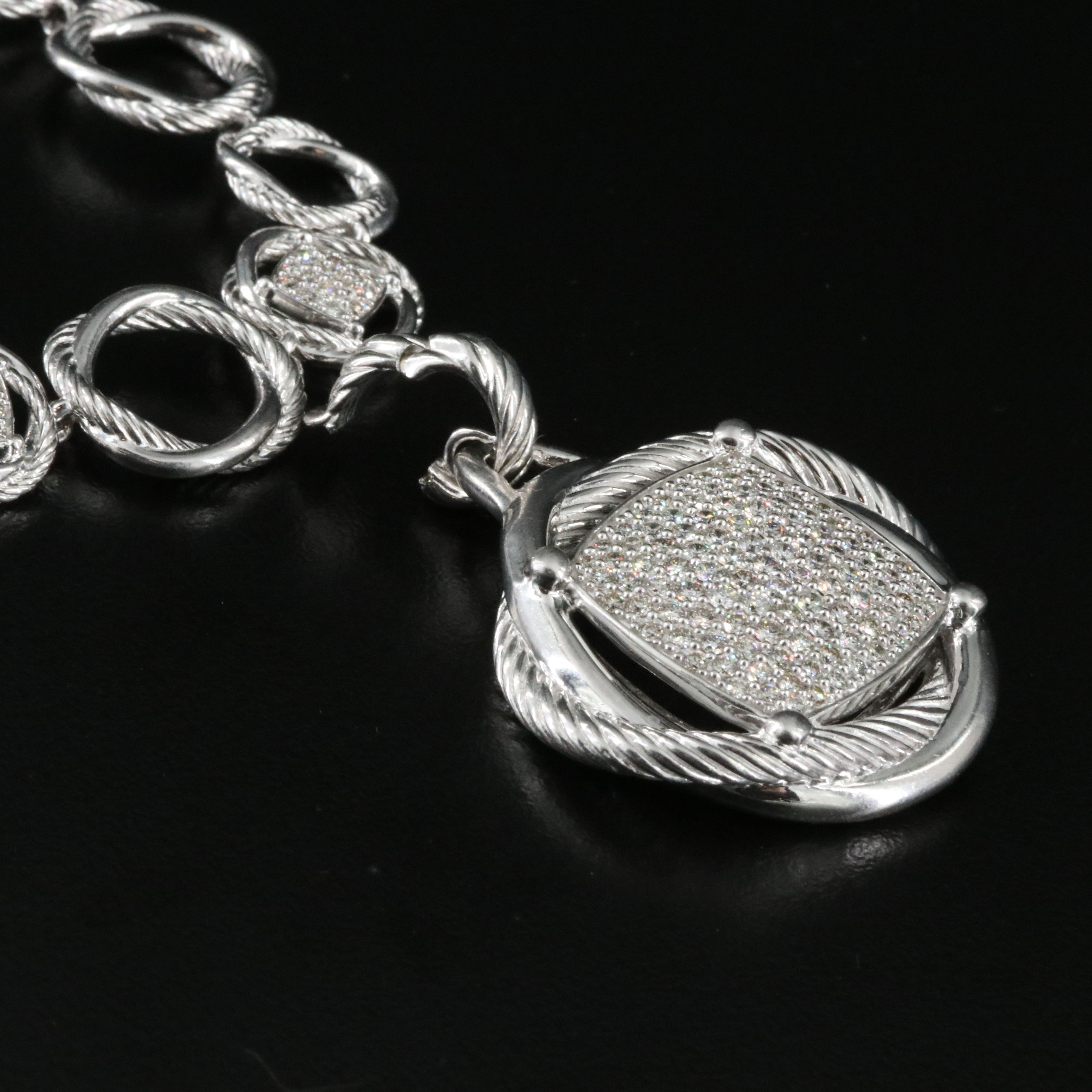 David Yurman Infinity Sterling 2.25 CTW Diamond Necklace and Enhancer ...