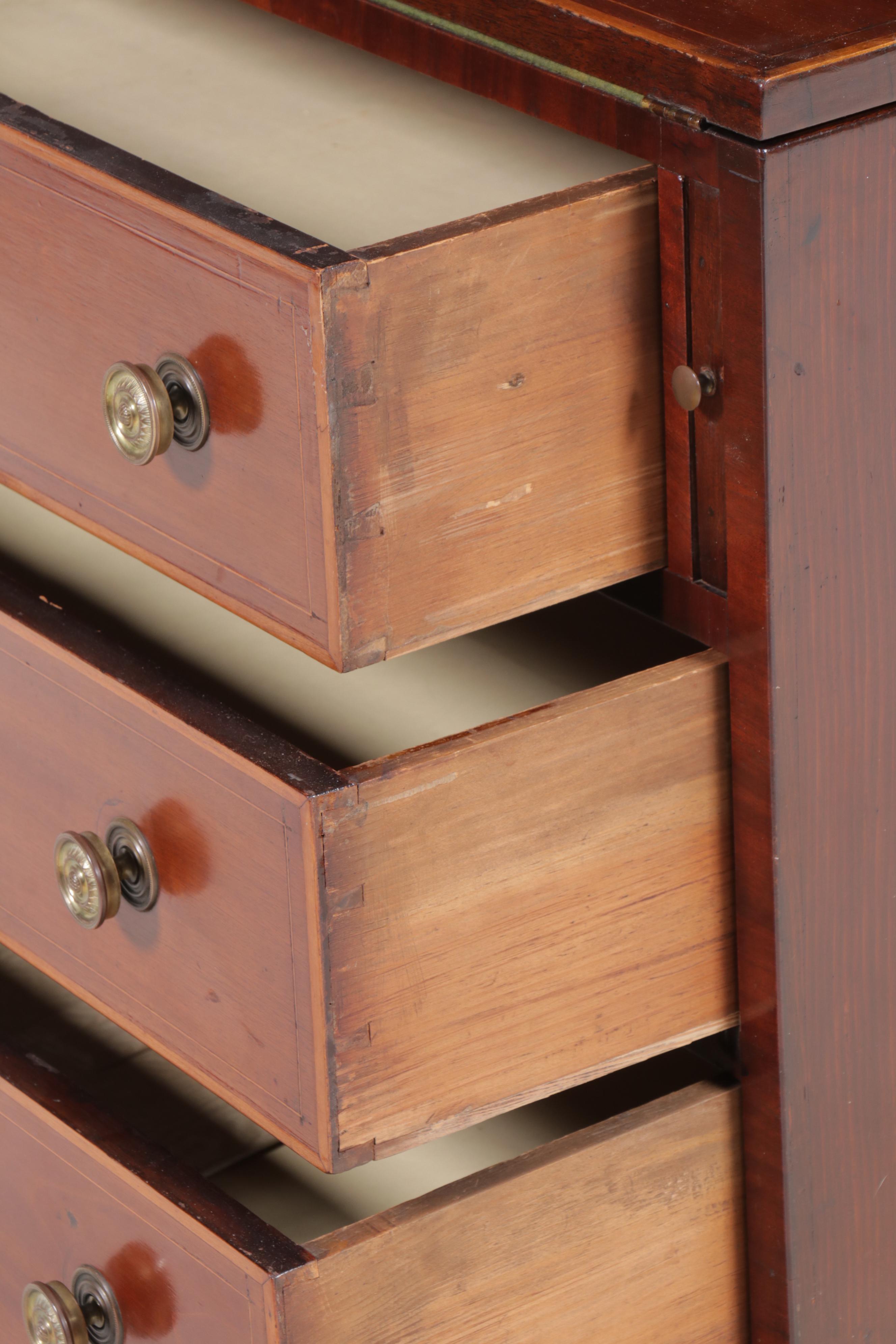 Federal Style String Inlaid Mahogany Secretary with Hutch, circa 1876 ...