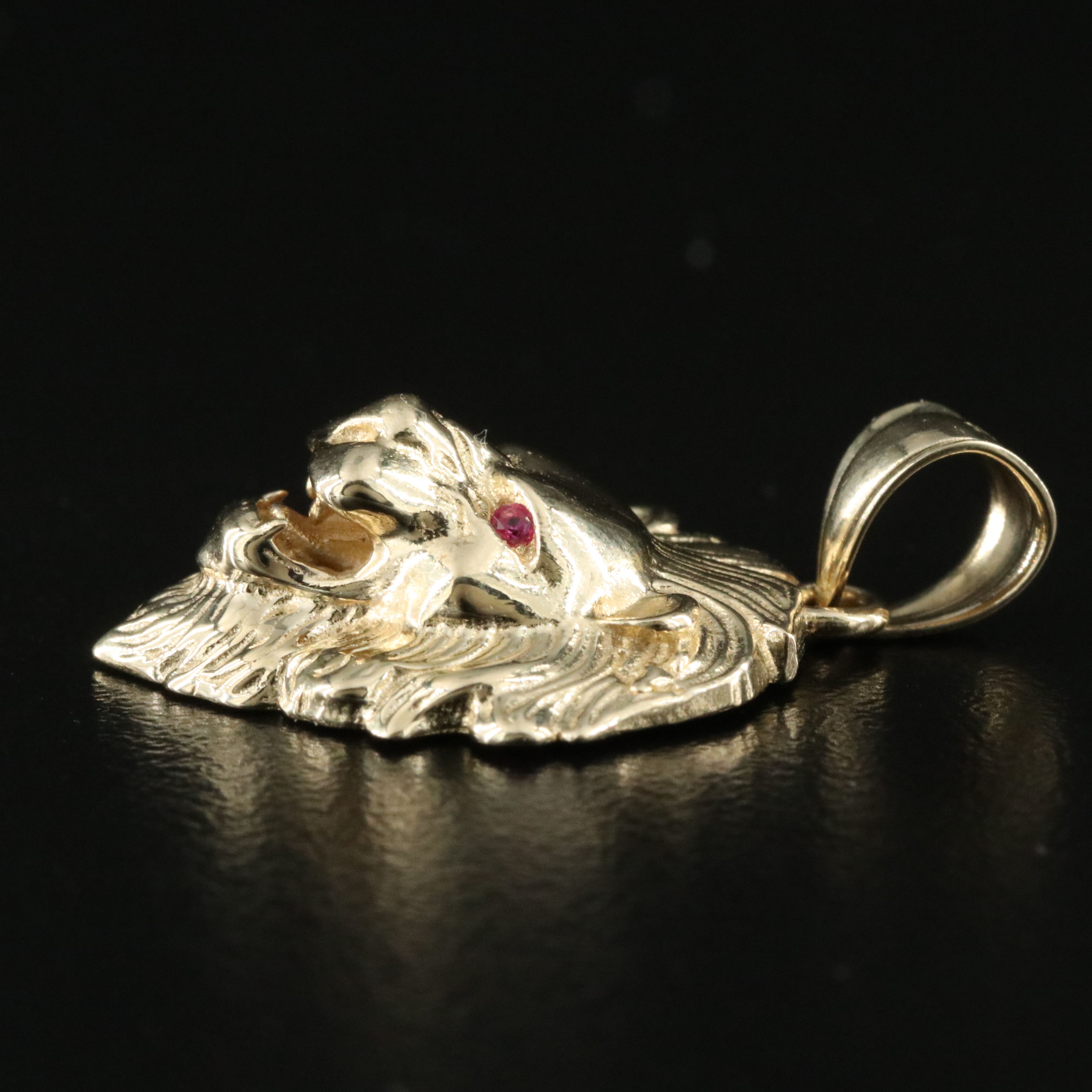 14K and Ruby Lion Head Pendant | EBTH