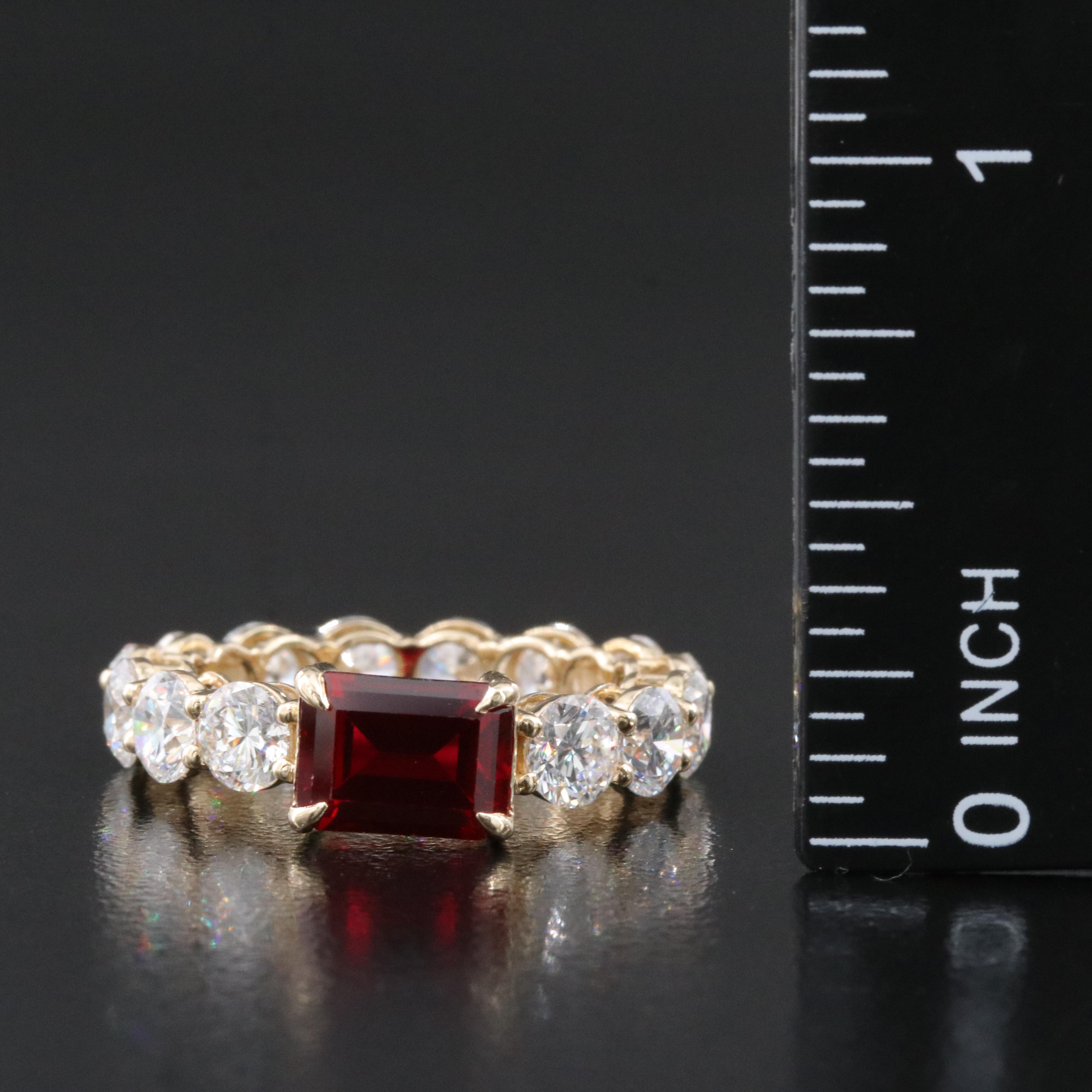14K 2.01 CT Ruby and 4.28 CTW Lab Grown Diamond Eternity Ring | EBTH