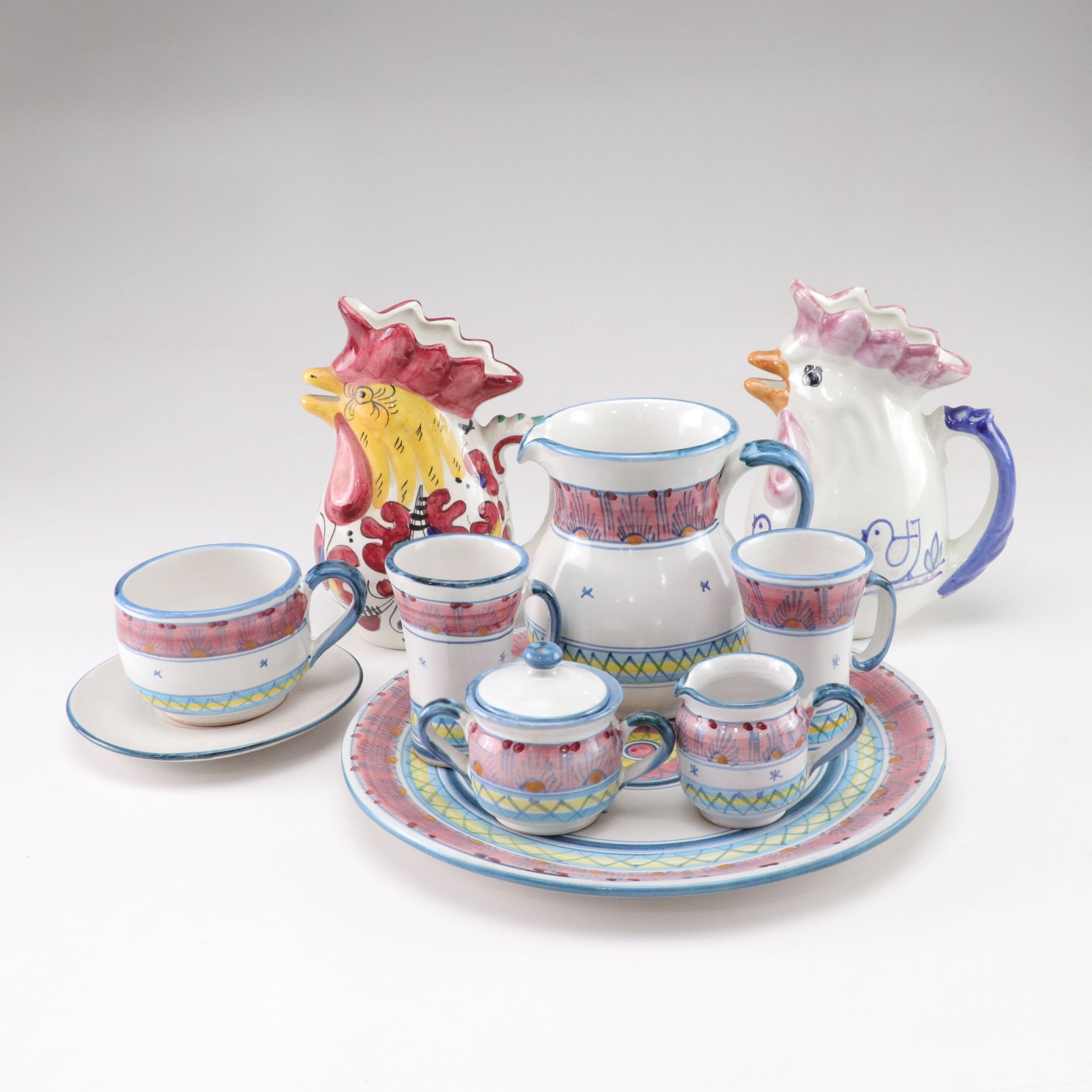 Italian Giovanni Vietri Faïence Hand-Painted Chicken Pitchers and More ...