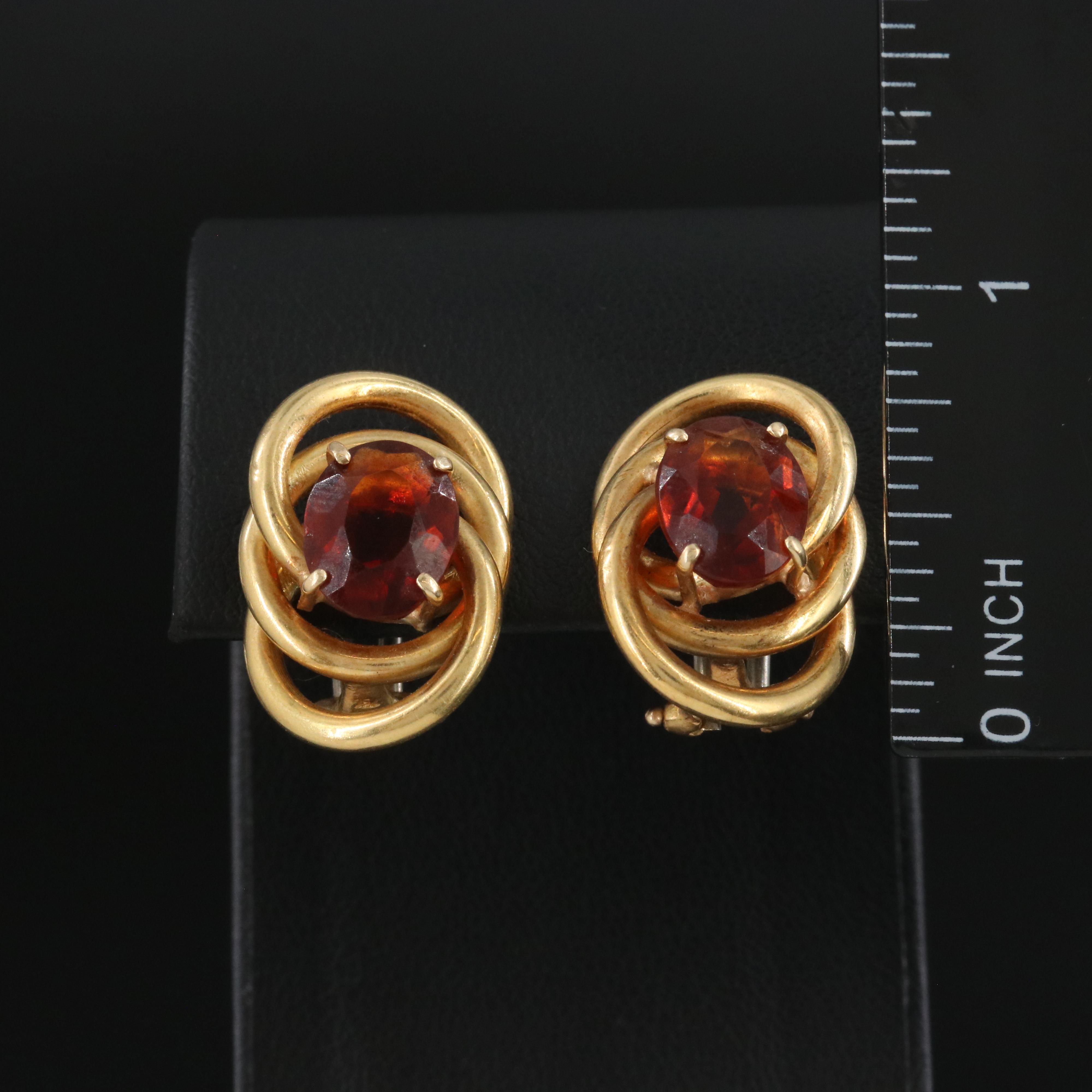 18K Garnet Interlocking Ring Earrings | EBTH