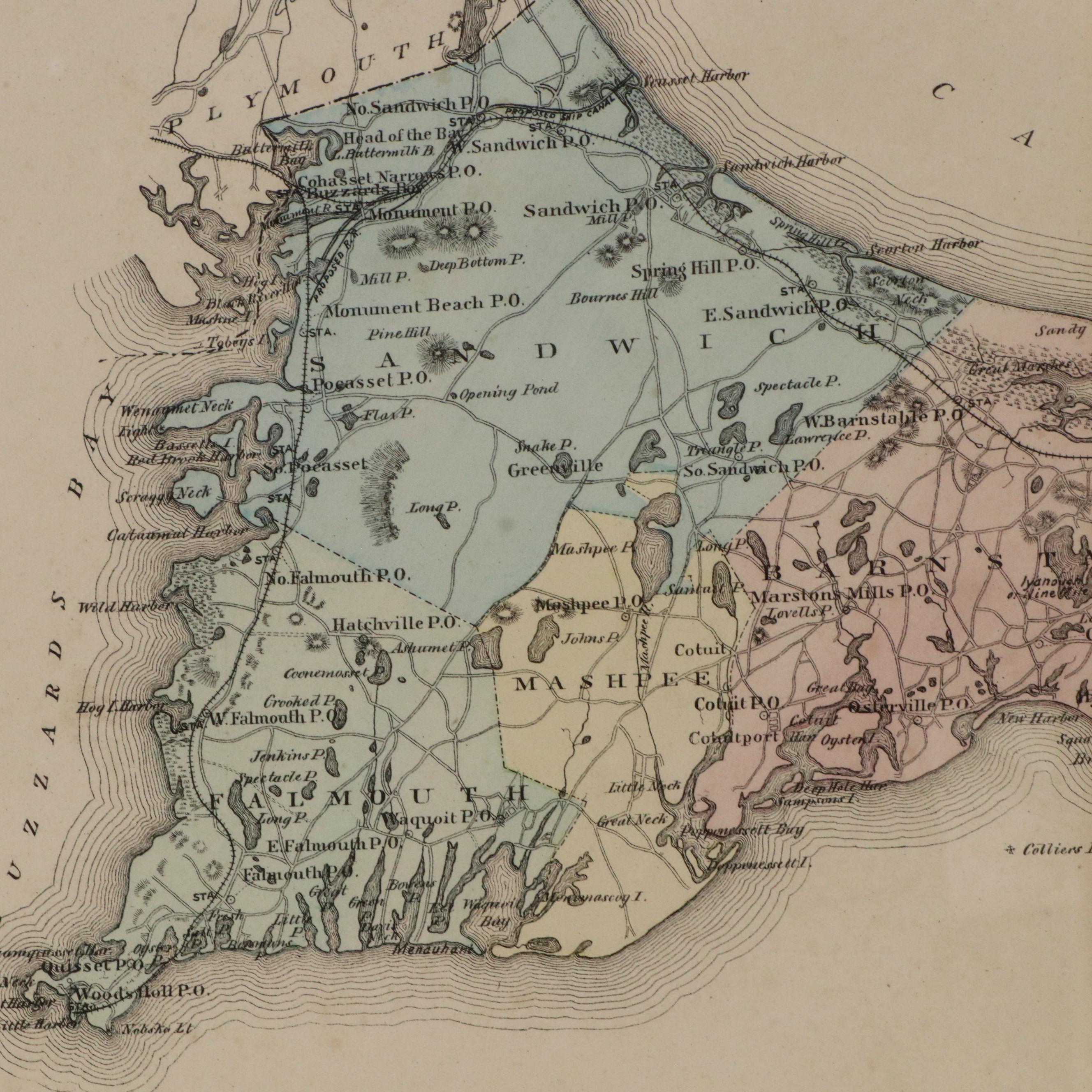 Hand-Colored Lithograph Map "Barnstable County," 1880 | EBTH