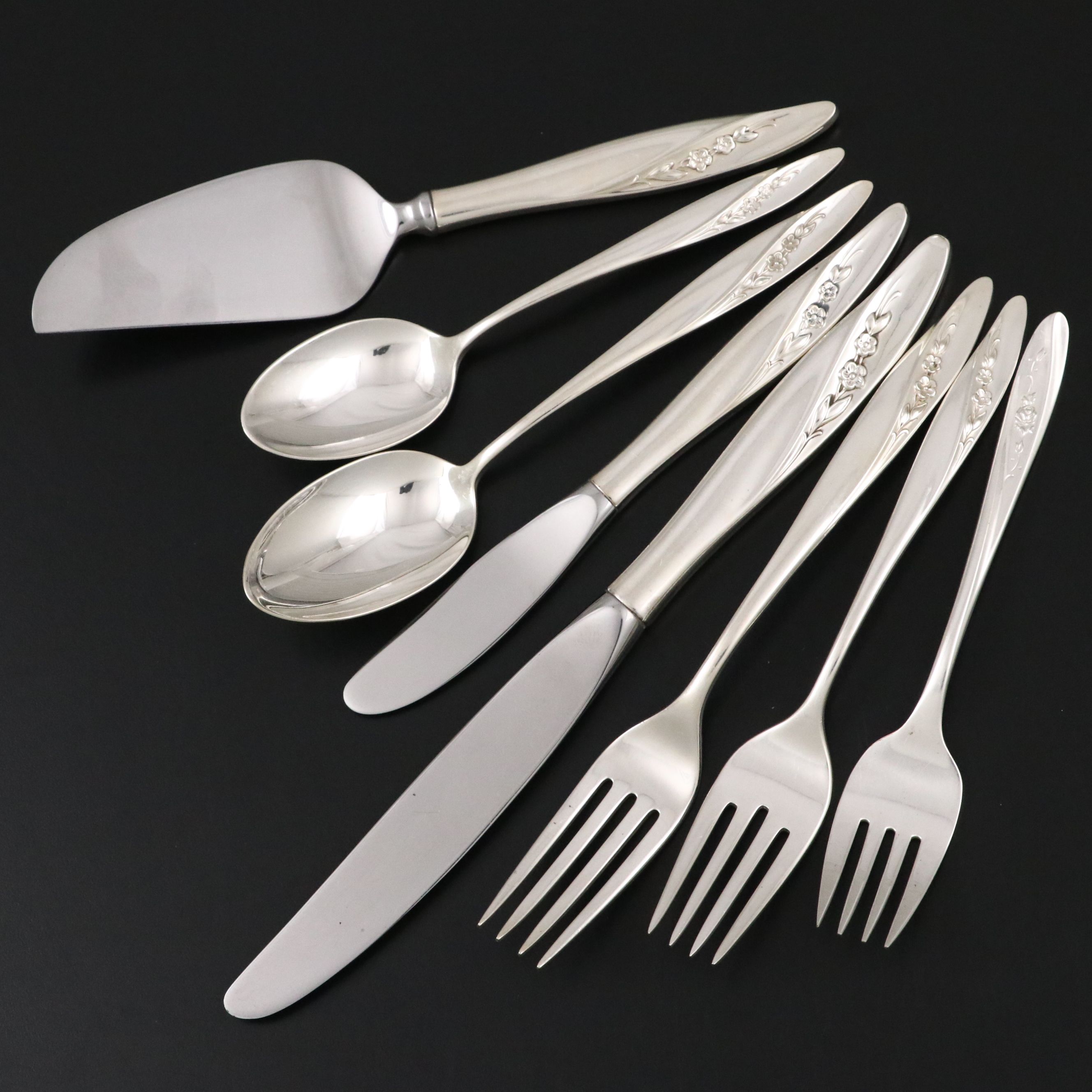 Gorham "Blithe Spirit" Sterling Silver Flatware with Wm Rogers Cocktail ...