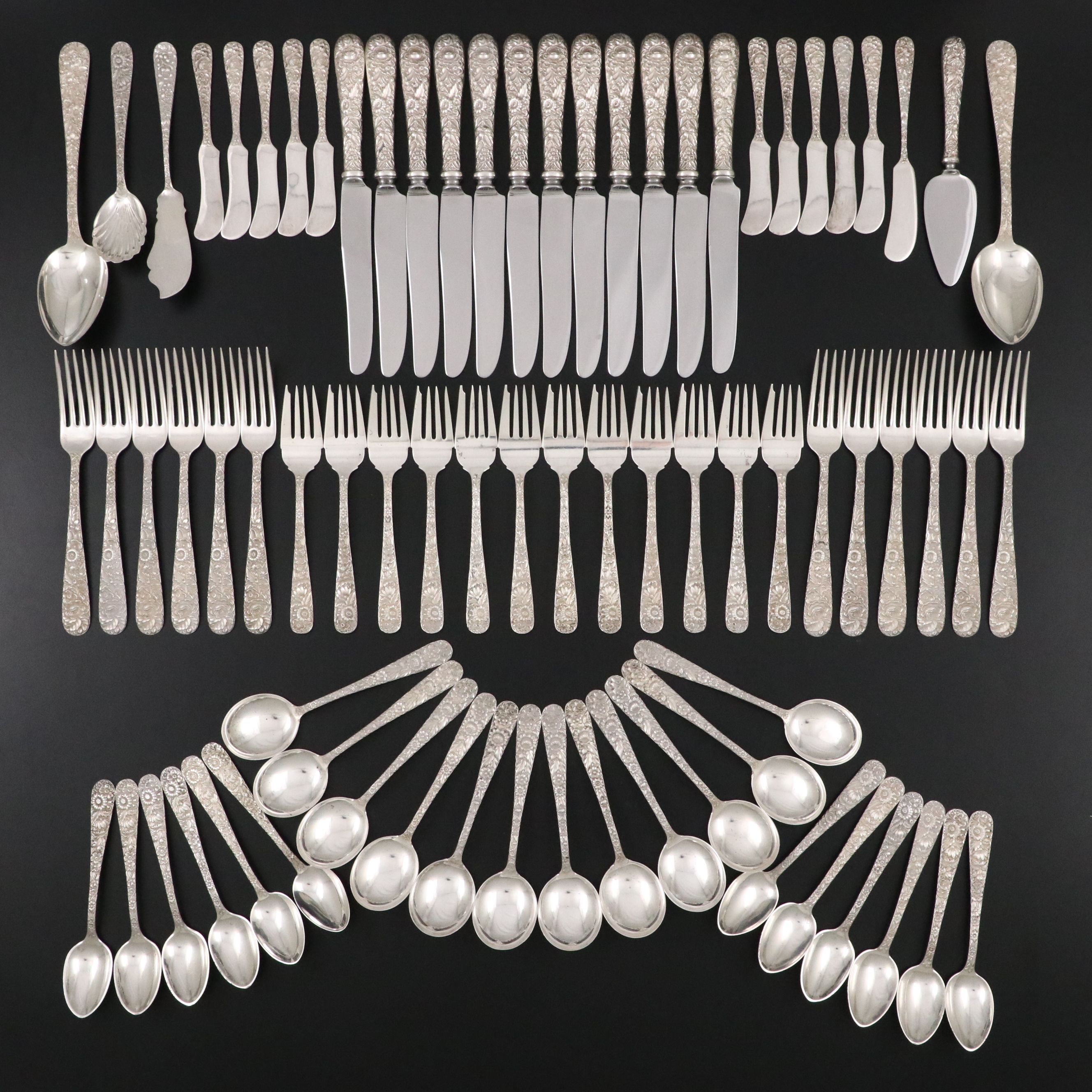 Stieff "Repousse" Sterling Silver Flatware Set | EBTH
