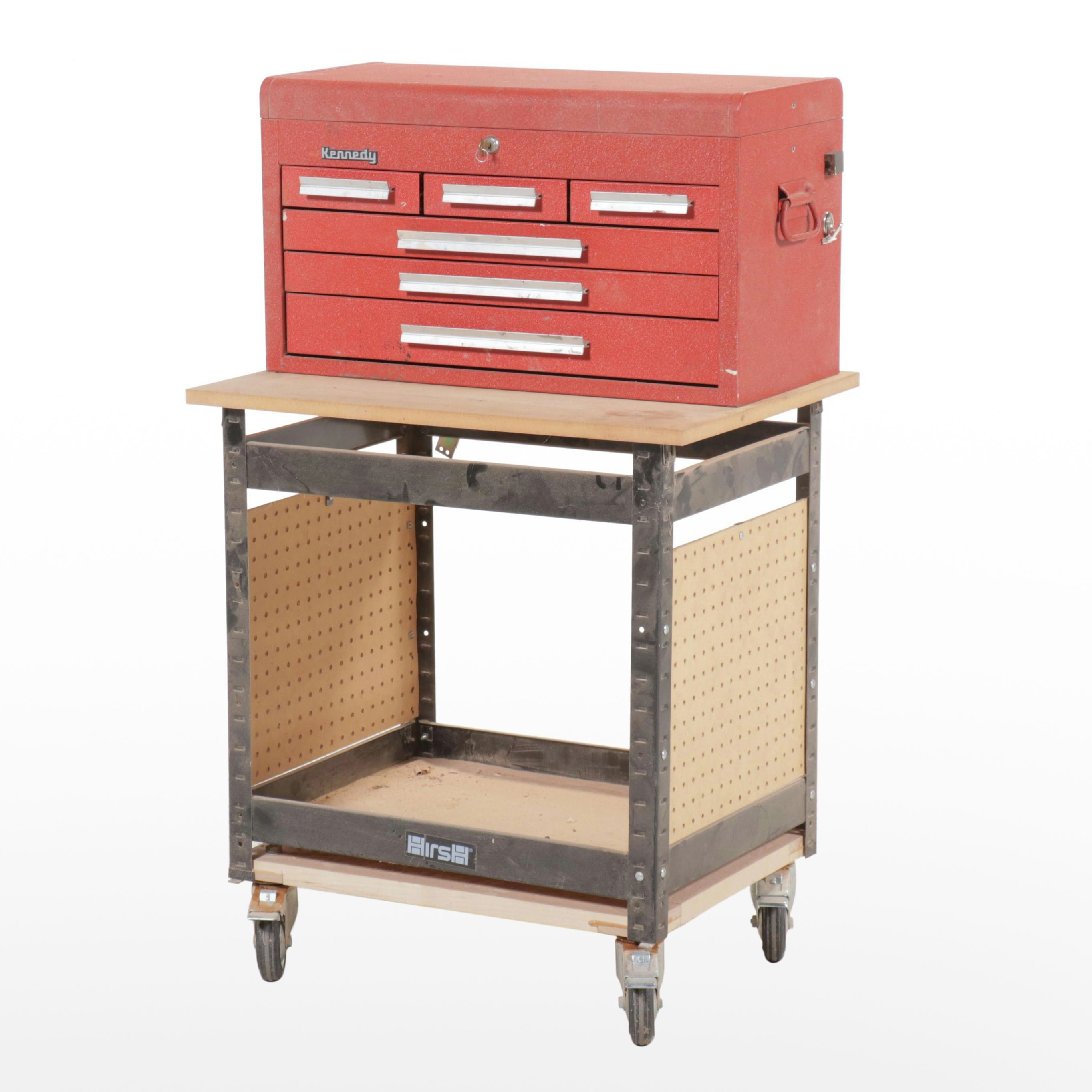 Kennedy Steel Tool Box with Hand Tools, Hirsh Cart | EBTH