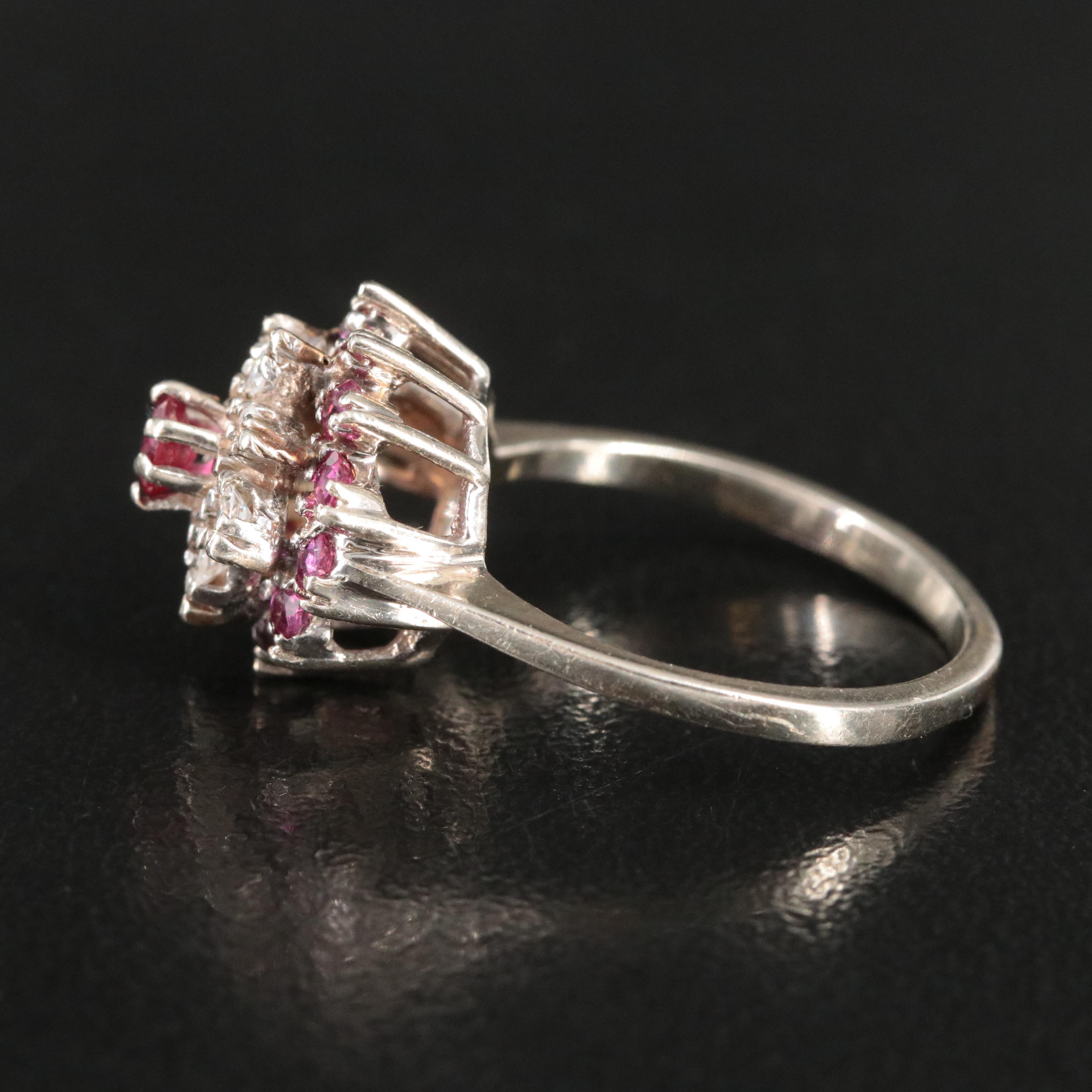 14K Ruby and Diamond Pinwheel Cluster Ring | EBTH