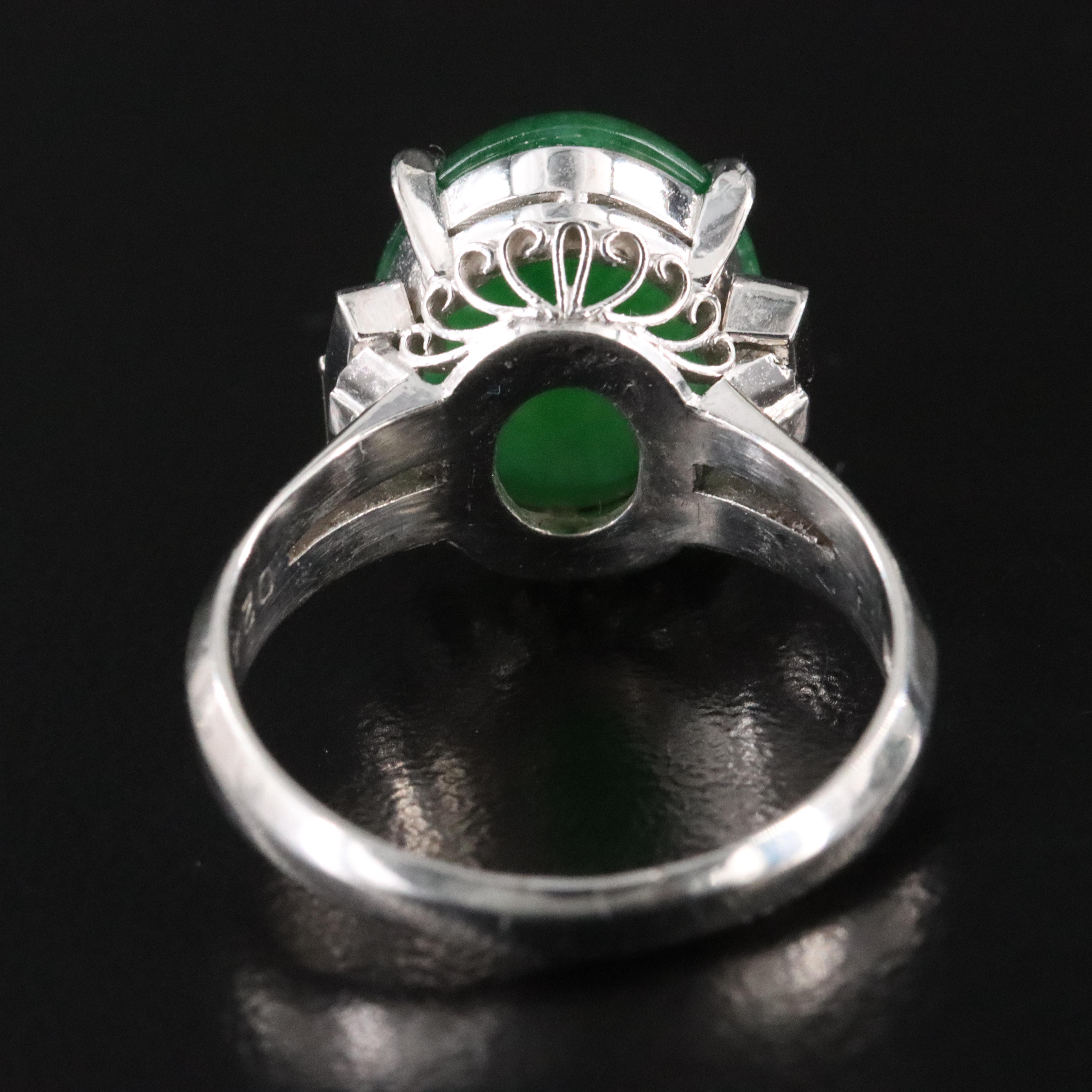 Vintage Platinum Jadeite and Diamond Ring | EBTH