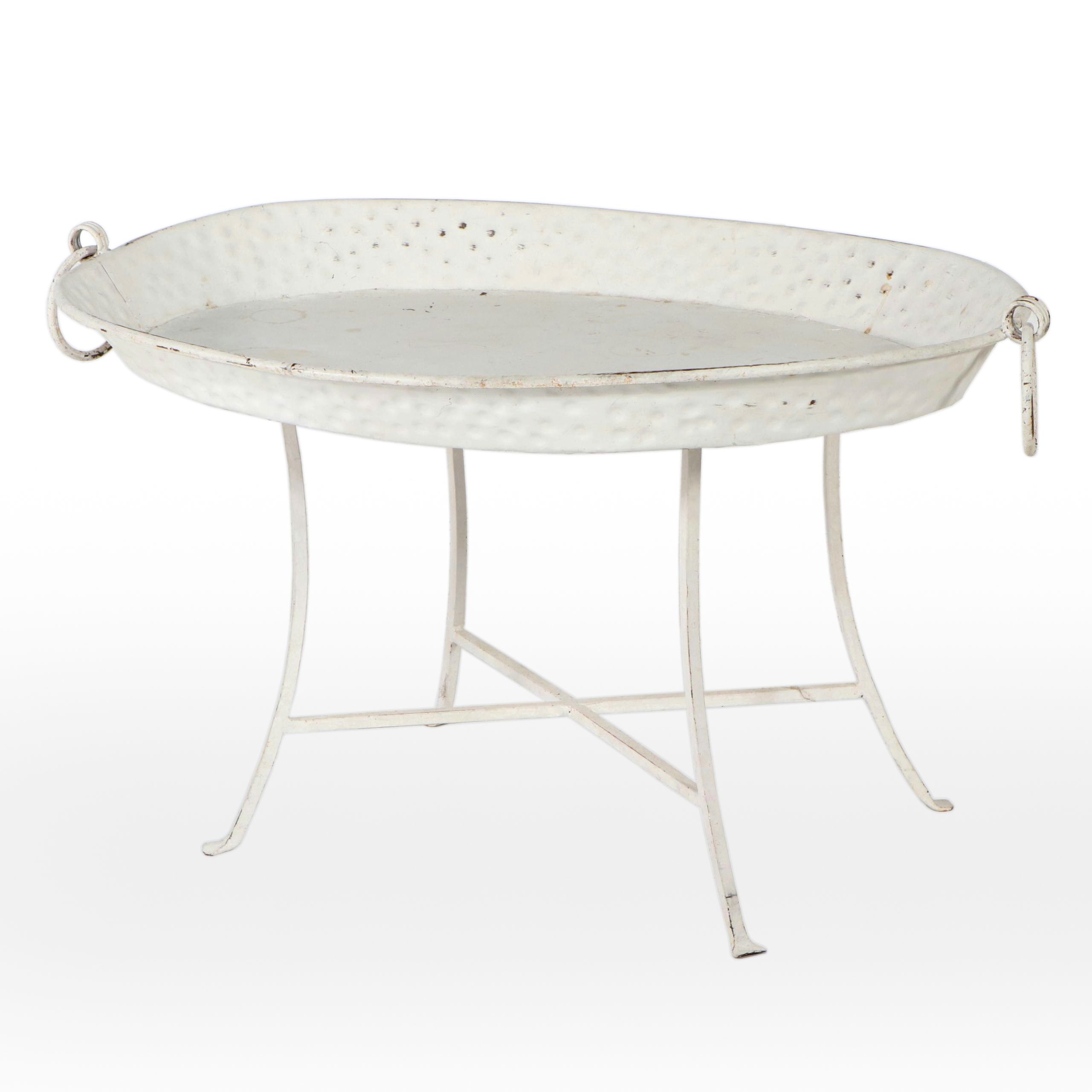 Regency Style White-Painted and Hammered Metal Tray Table | EBTH