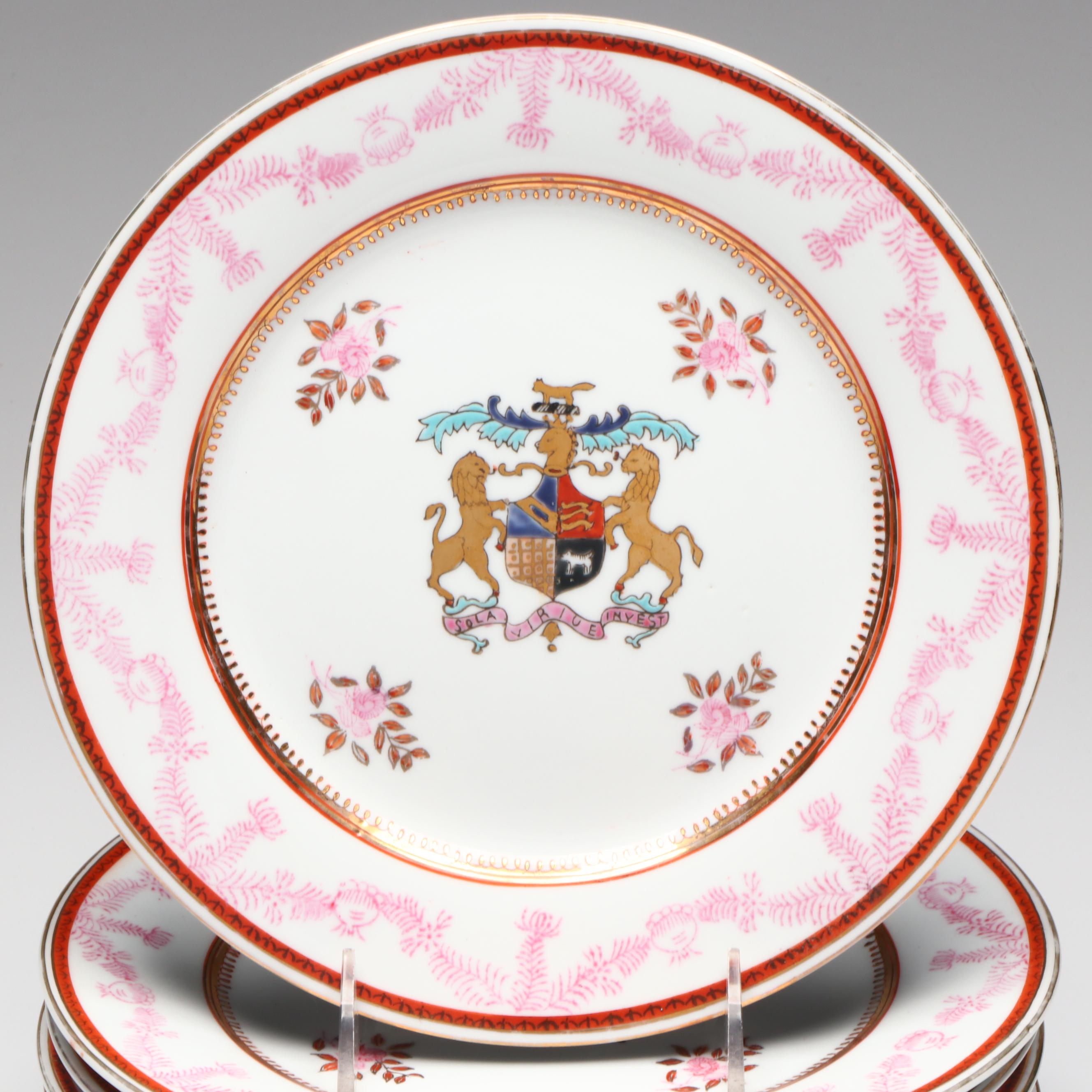 Chinese Export Style Porcelain Corsican Armorial Plates, 20th Century ...