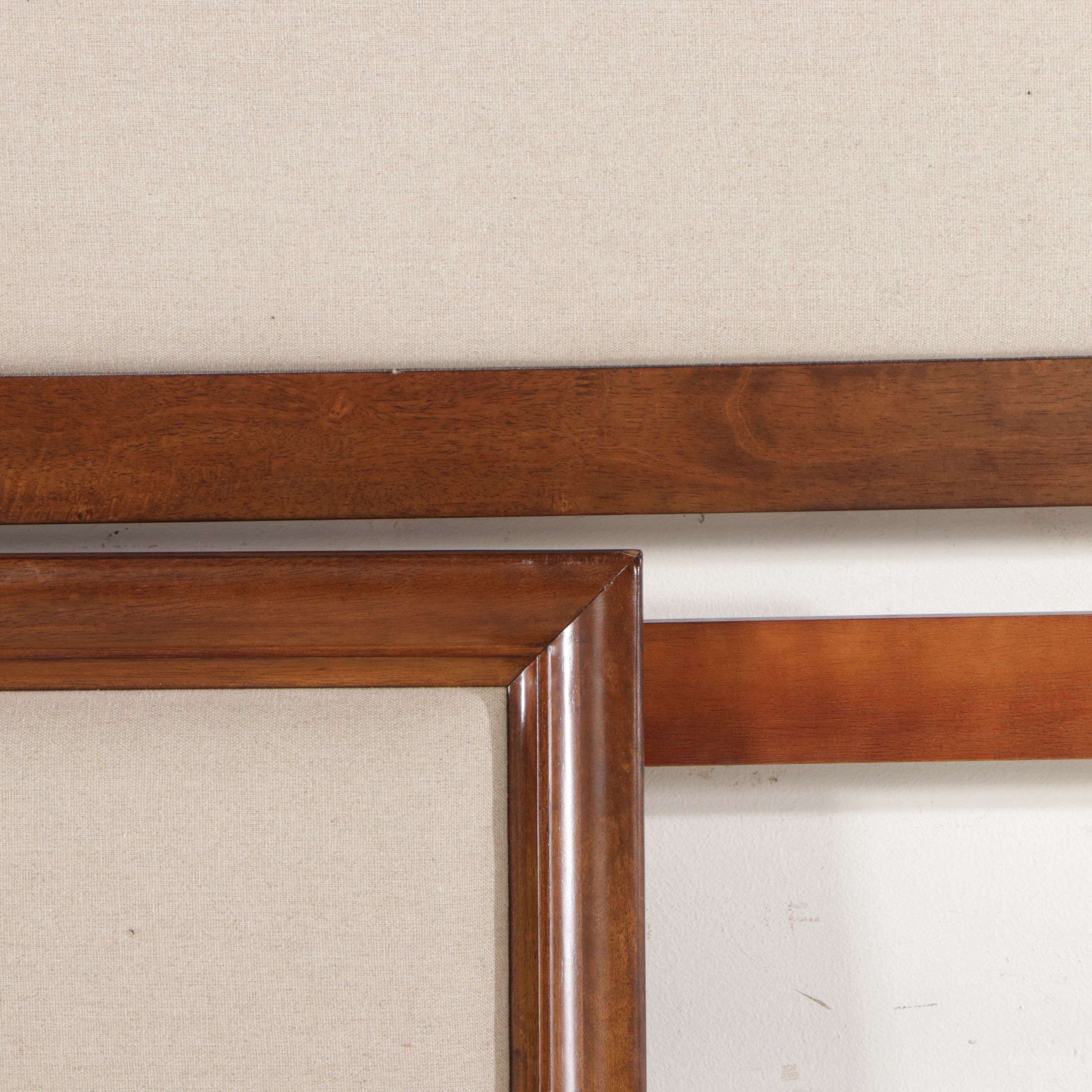 Bassett Furniture Beige Fabric Padded Headboard & Footboard with Bed ...