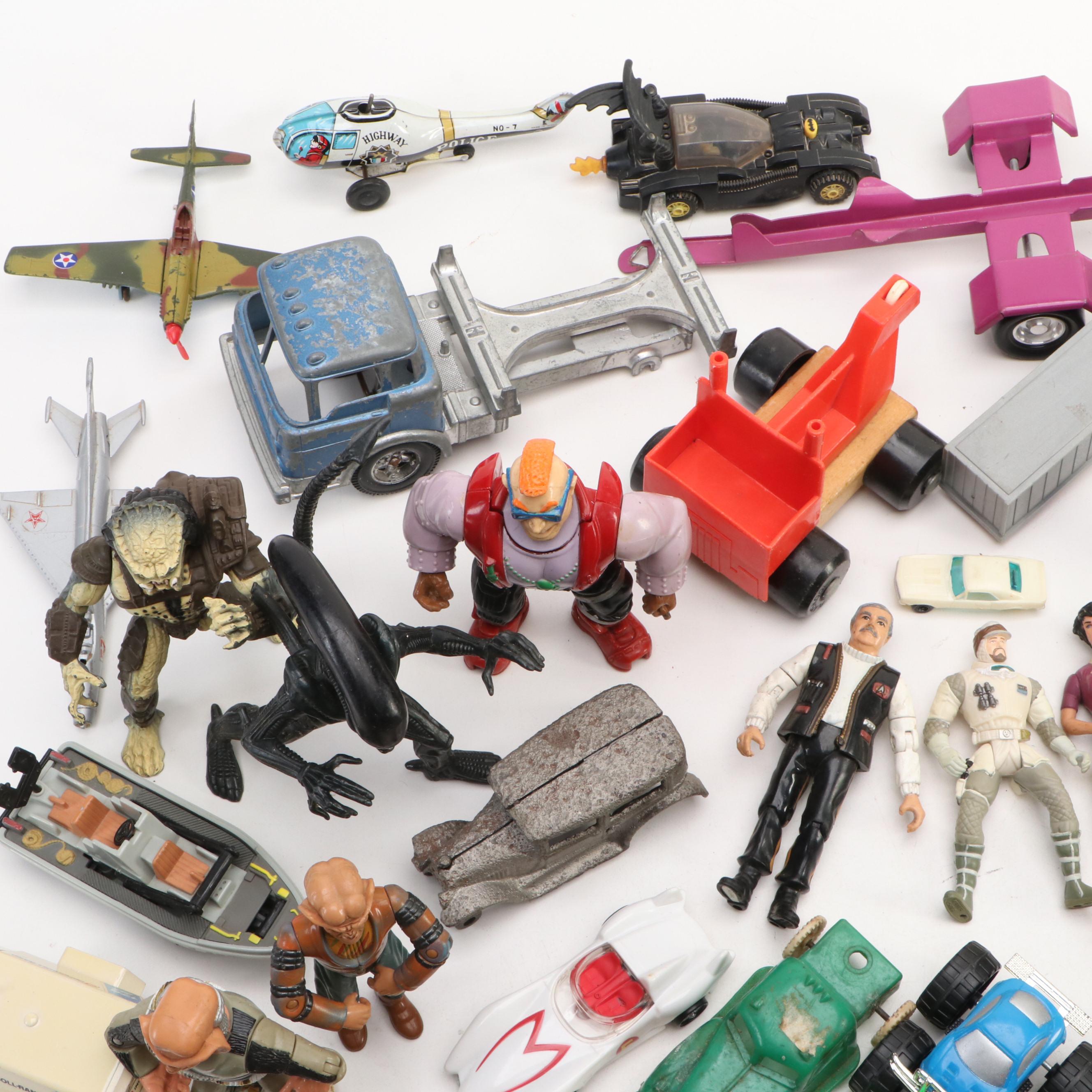 Action Figures with Diecast and Other Vehicles, Mid to Late 20th ...