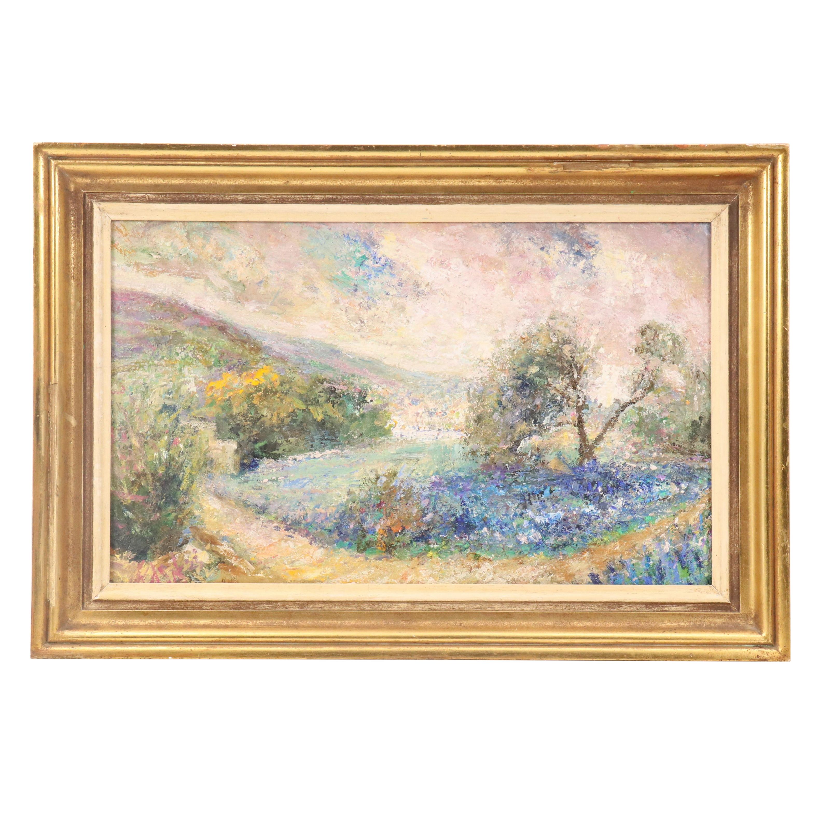 Kevin Kasik Impressionist Style Oil Painting with Hillside Landscape ...