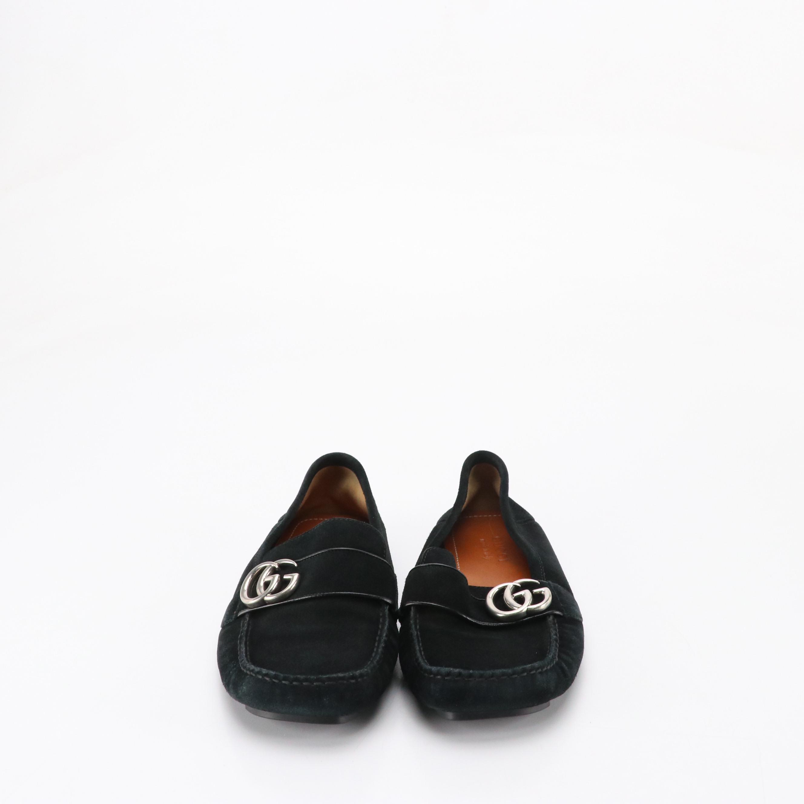 Gucci GG Marmont Driver Loafers in Black Suede | EBTH