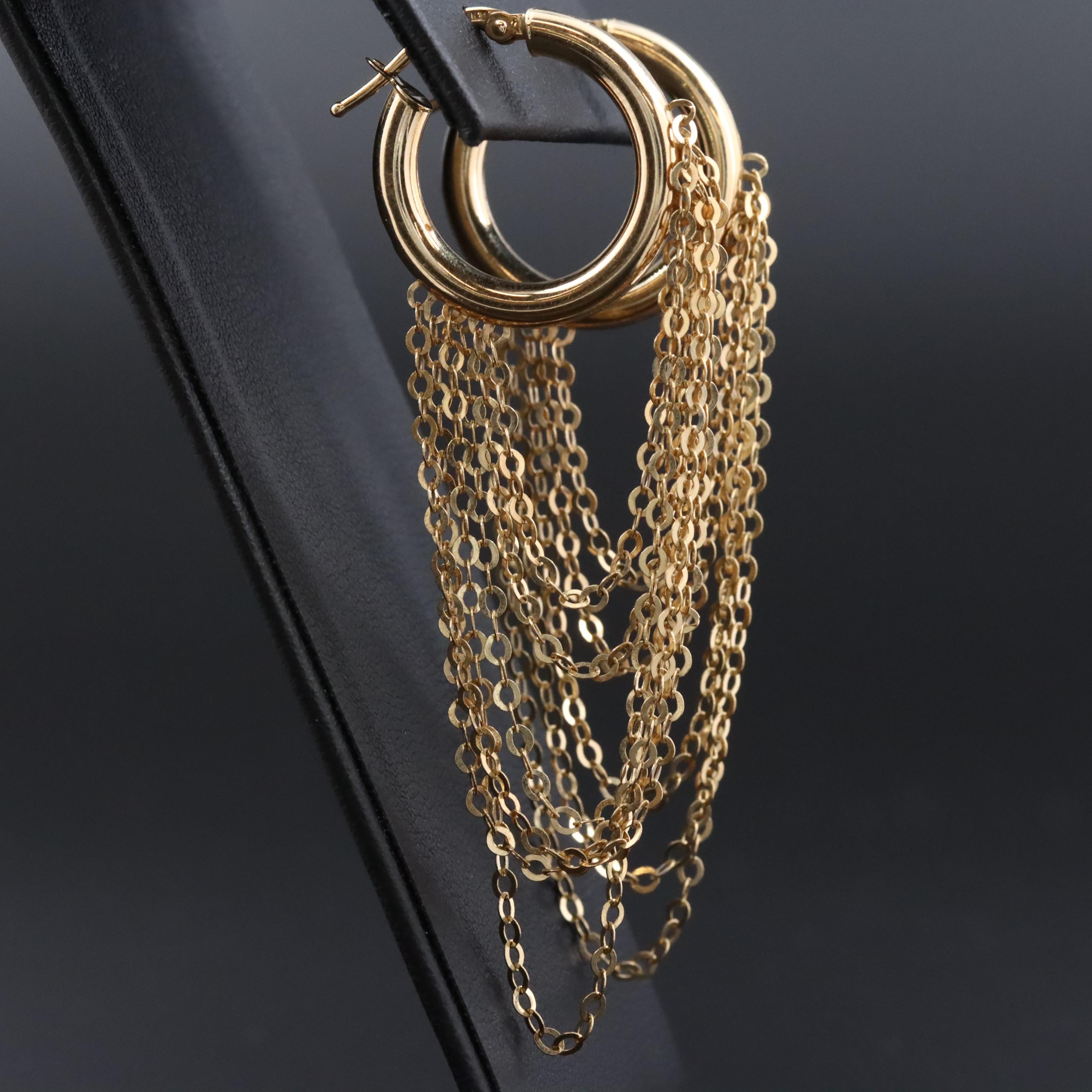 Italian 14K Tiered Chain Hoops | EBTH
