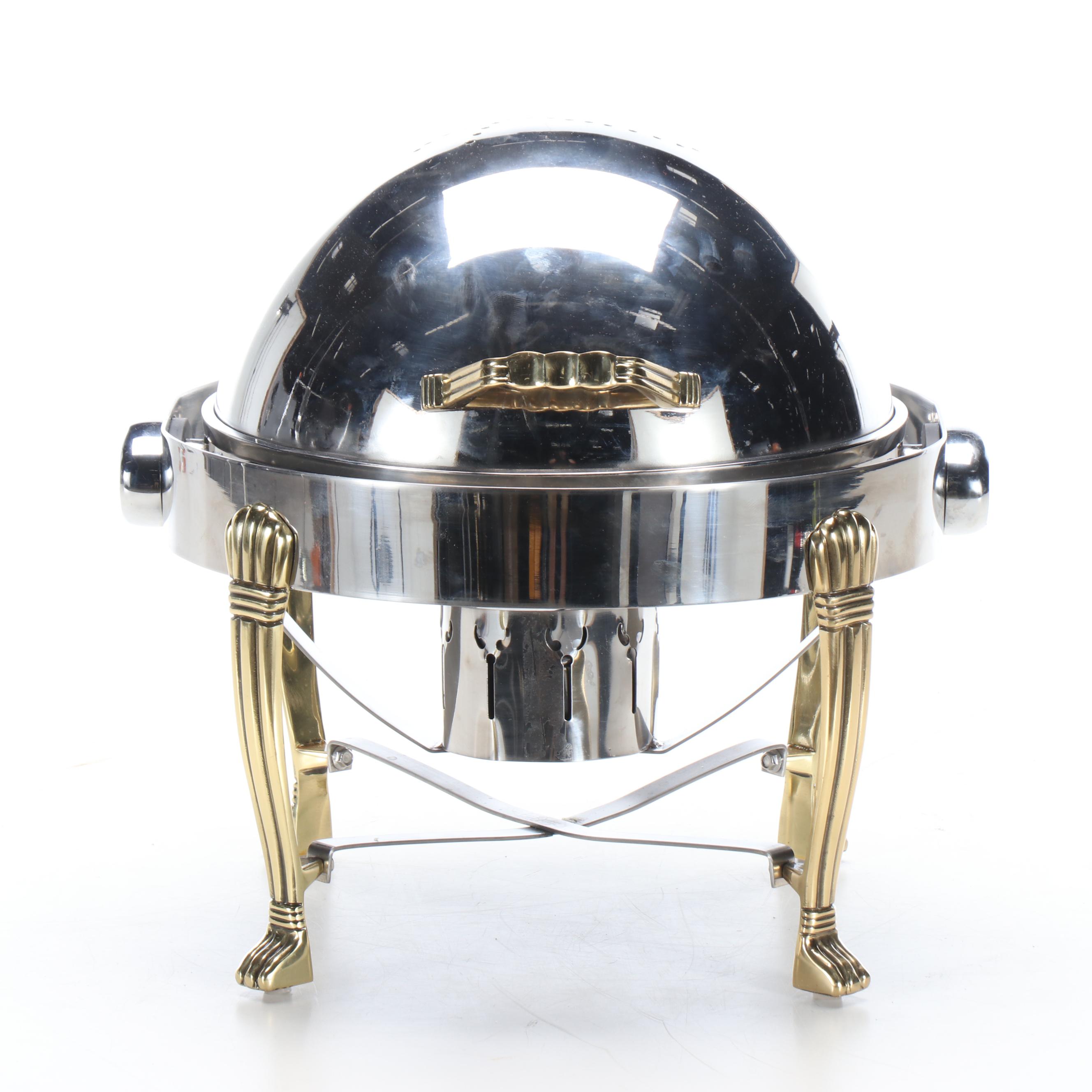 Bon Chef Stainless Steel with Brass Decals Chafer and Chafing Dishes | EBTH