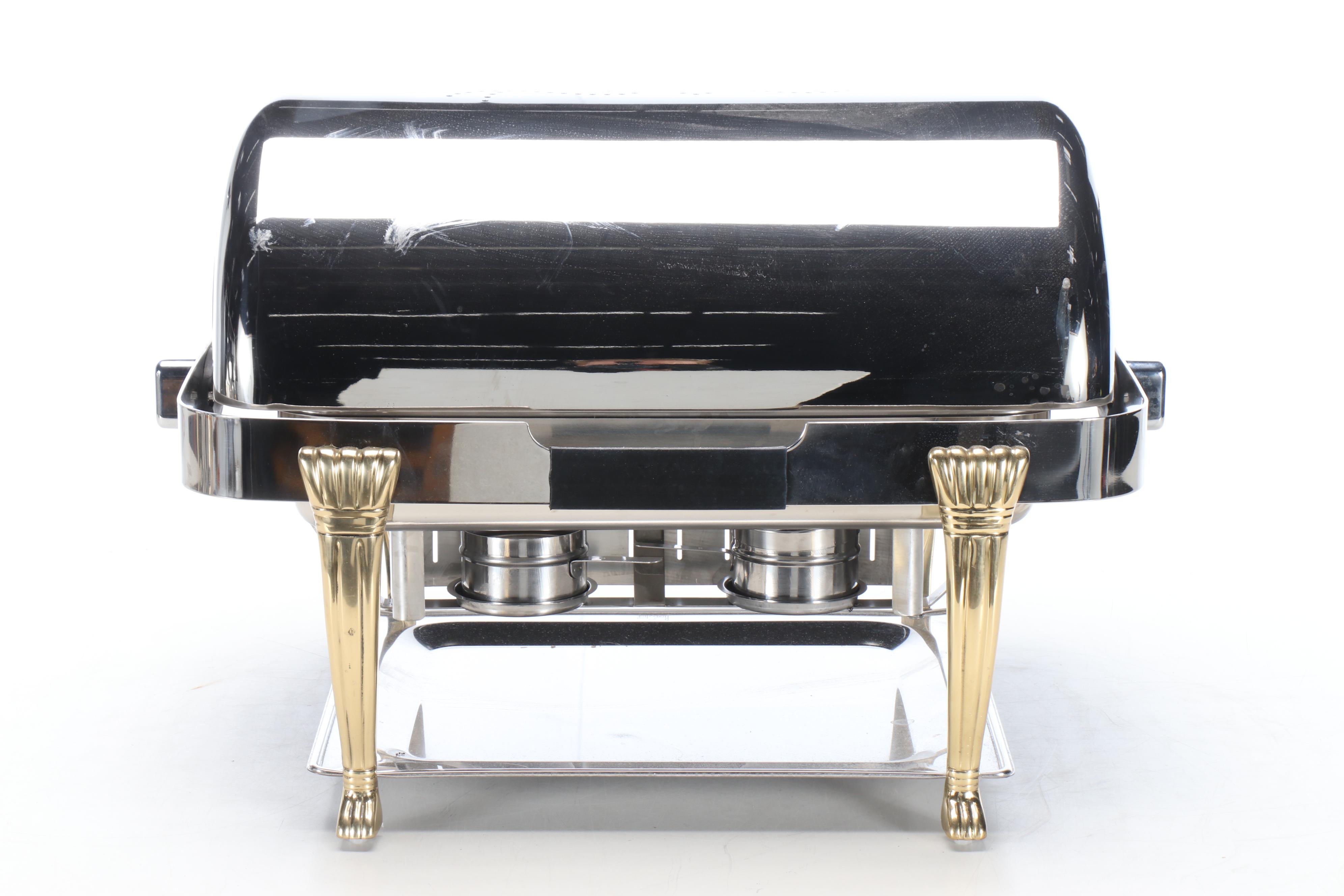 Bon Chef Stainless Steel with Brass Decals Chafer and Chafing Dishes | EBTH