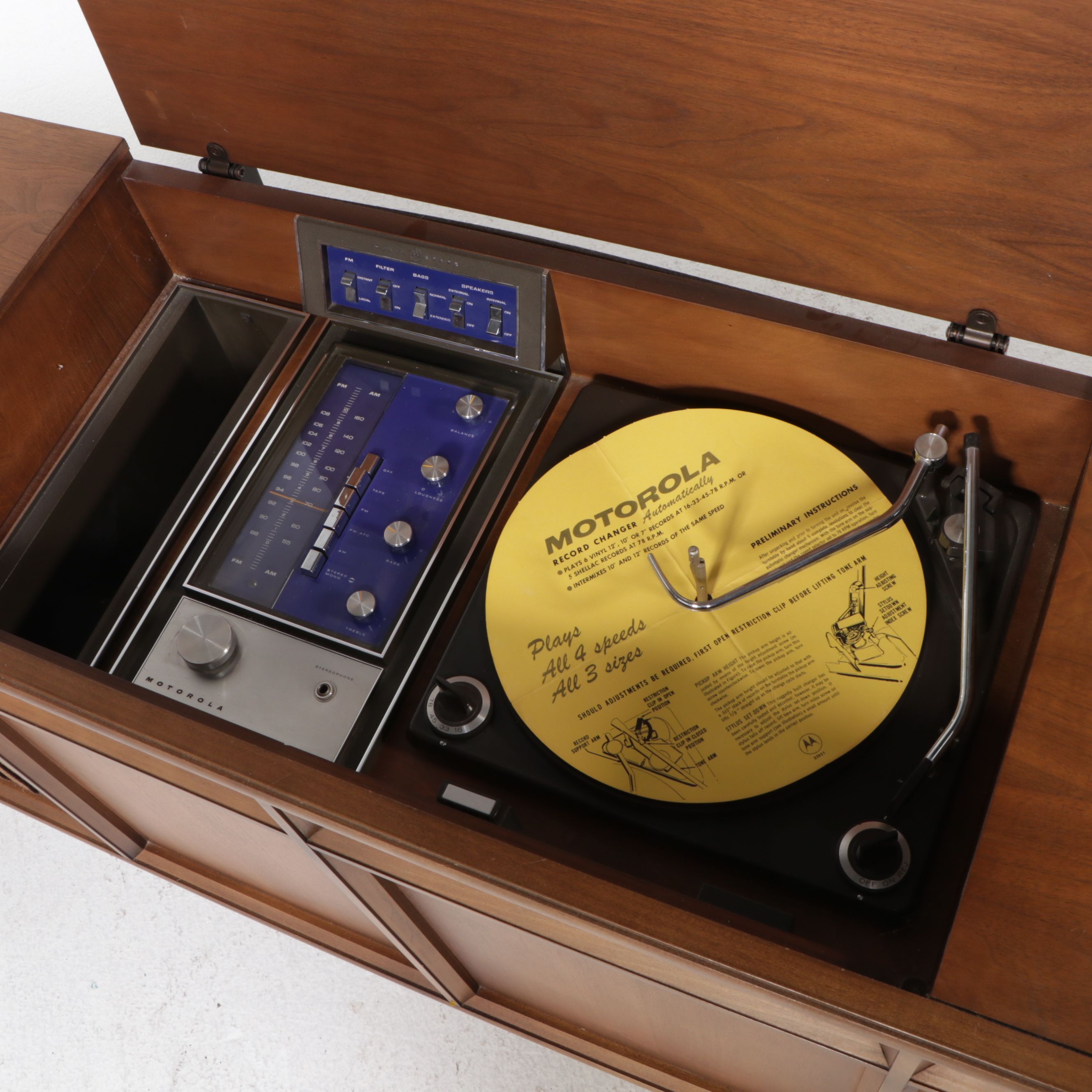 Motorola Solid State Walnut Console Stereo Record Player | EBTH