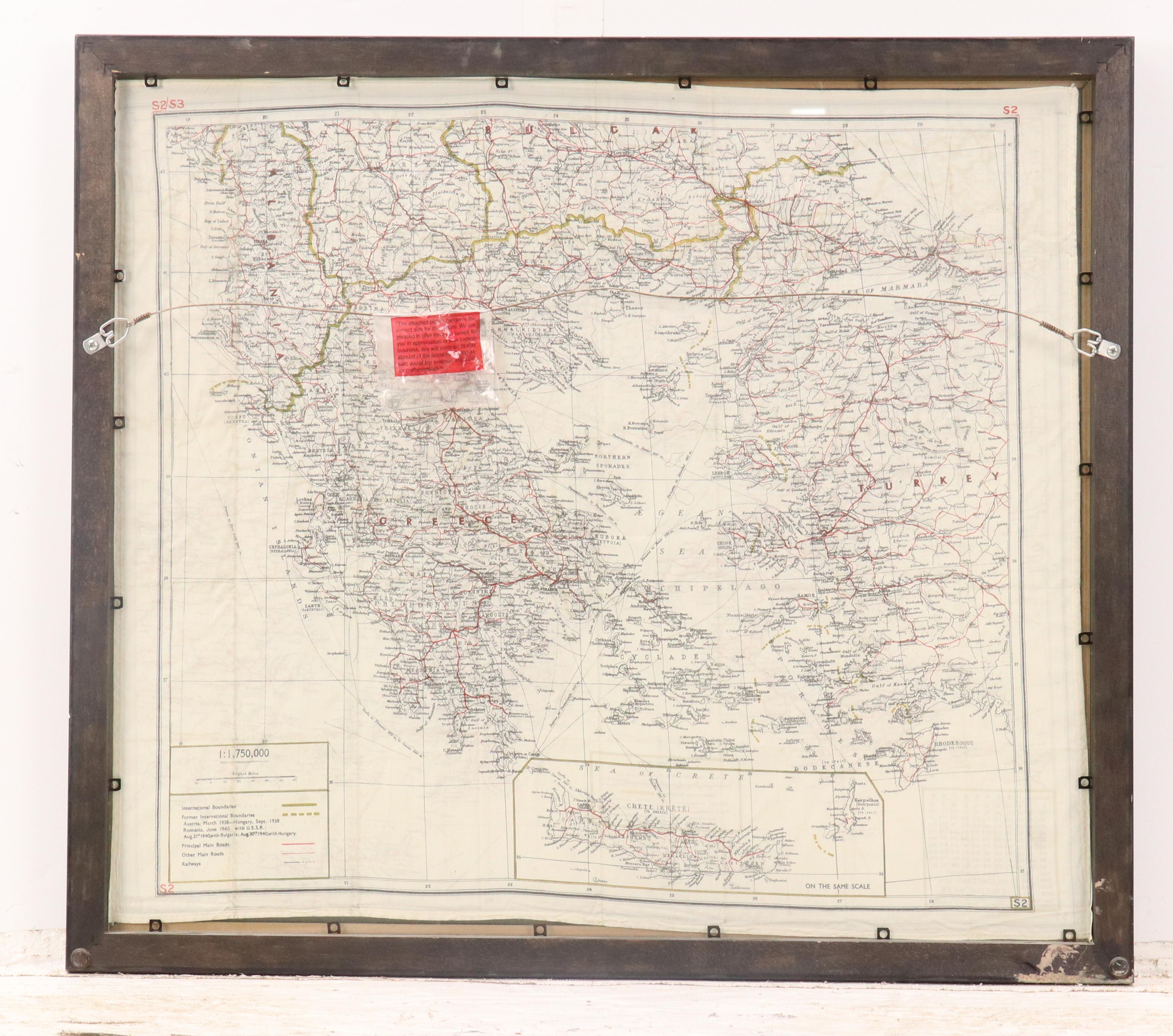 WWII Hand-Colored Escape Map of Greece and Italy on Parachute Silk, Circa 1941 | EBTH