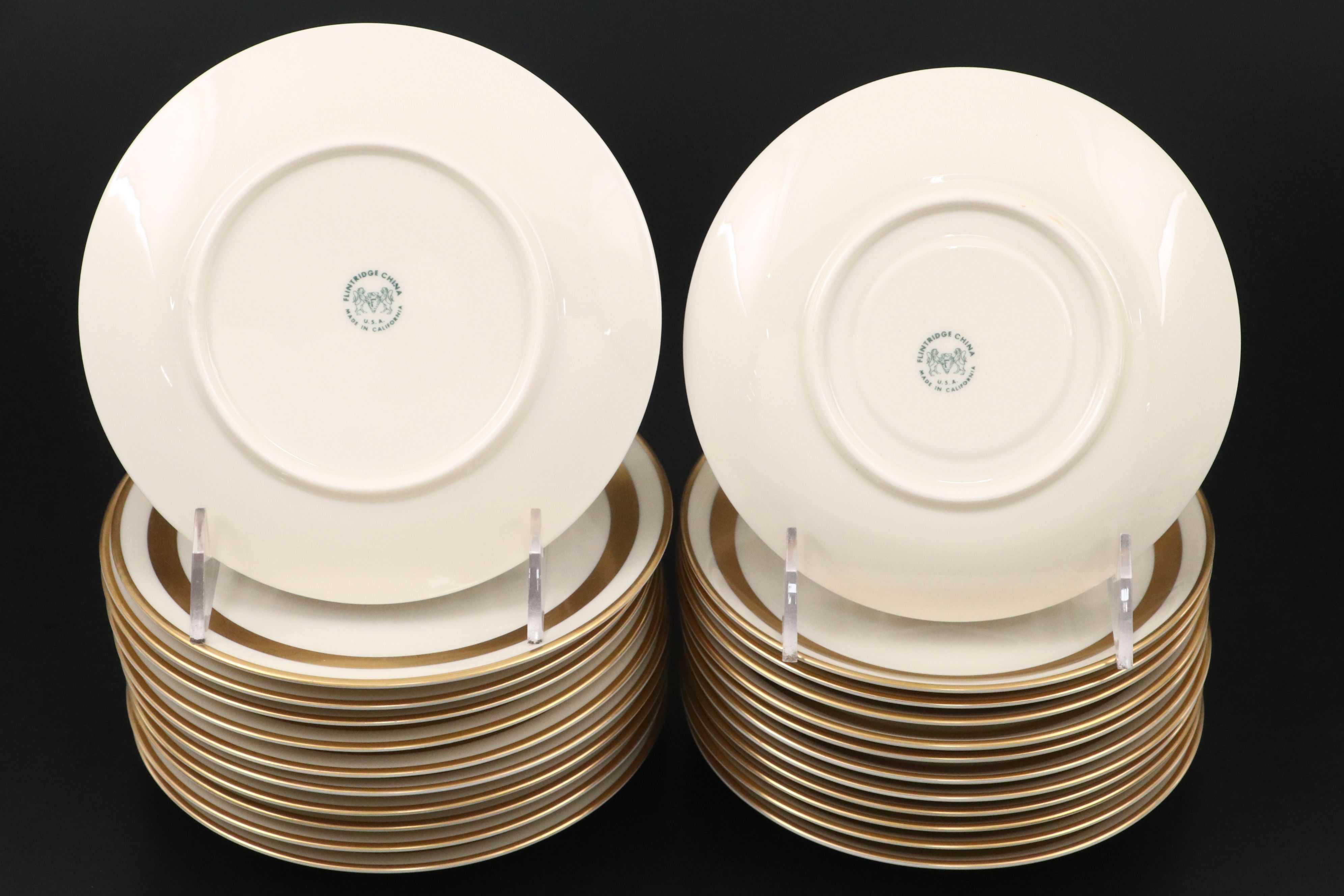 Flintridge "Theme" Gold Rimmed China Dinnerware, Mid to Late 20th ...