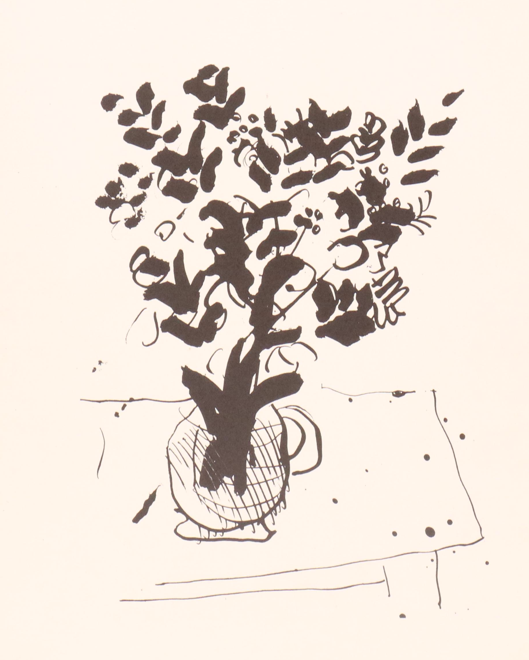 Marc Chagall Still Life Lithograph of Black & White Bouquet | EBTH