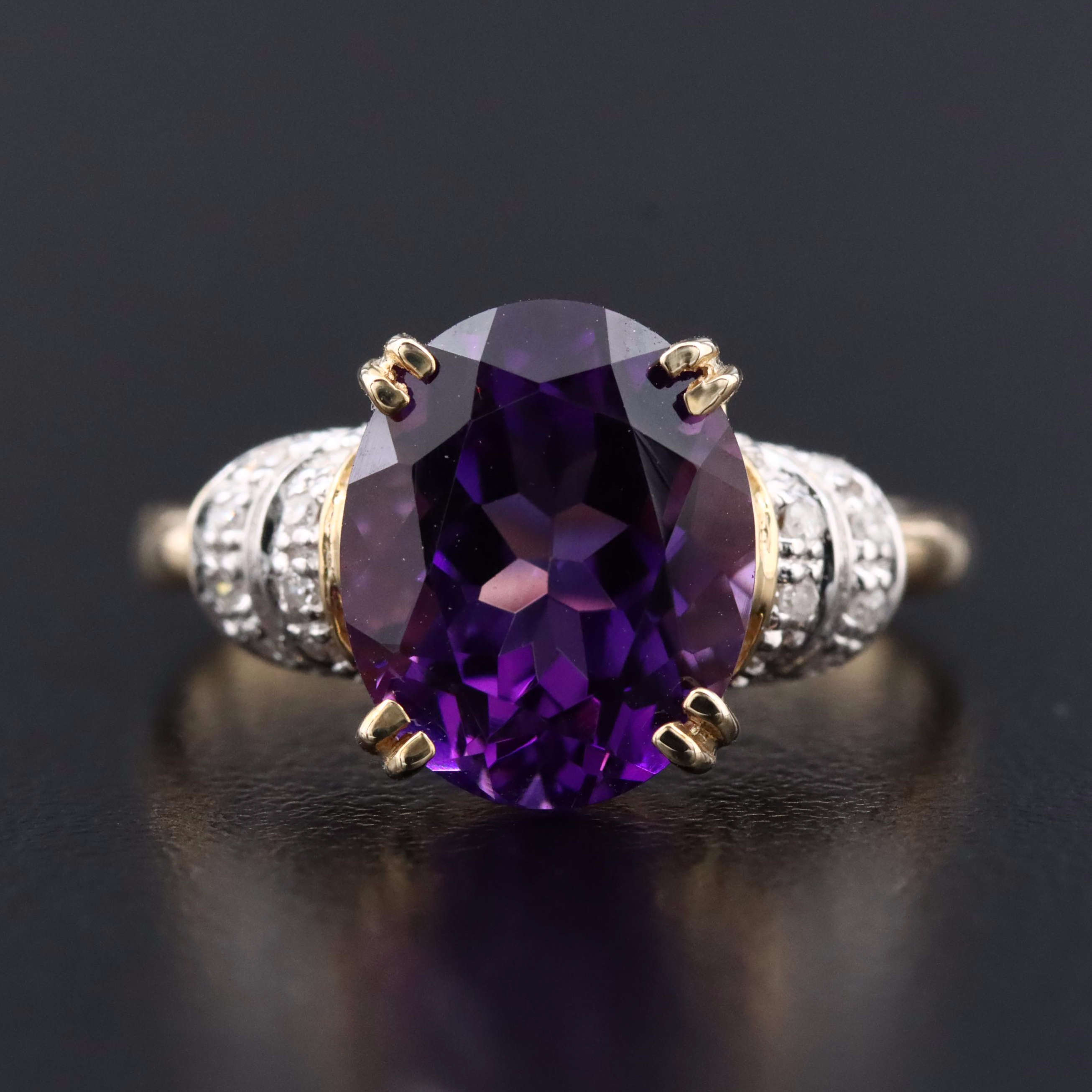 10K Amethyst and Diamond Ring | EBTH