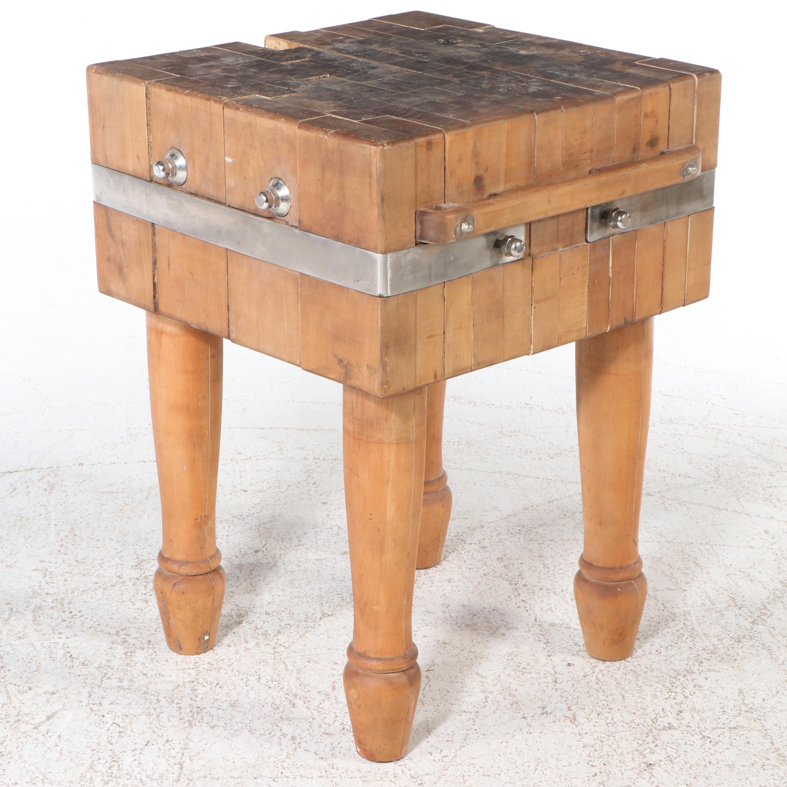 Staved Wood Butcher's Block Kitchen Island | EBTH