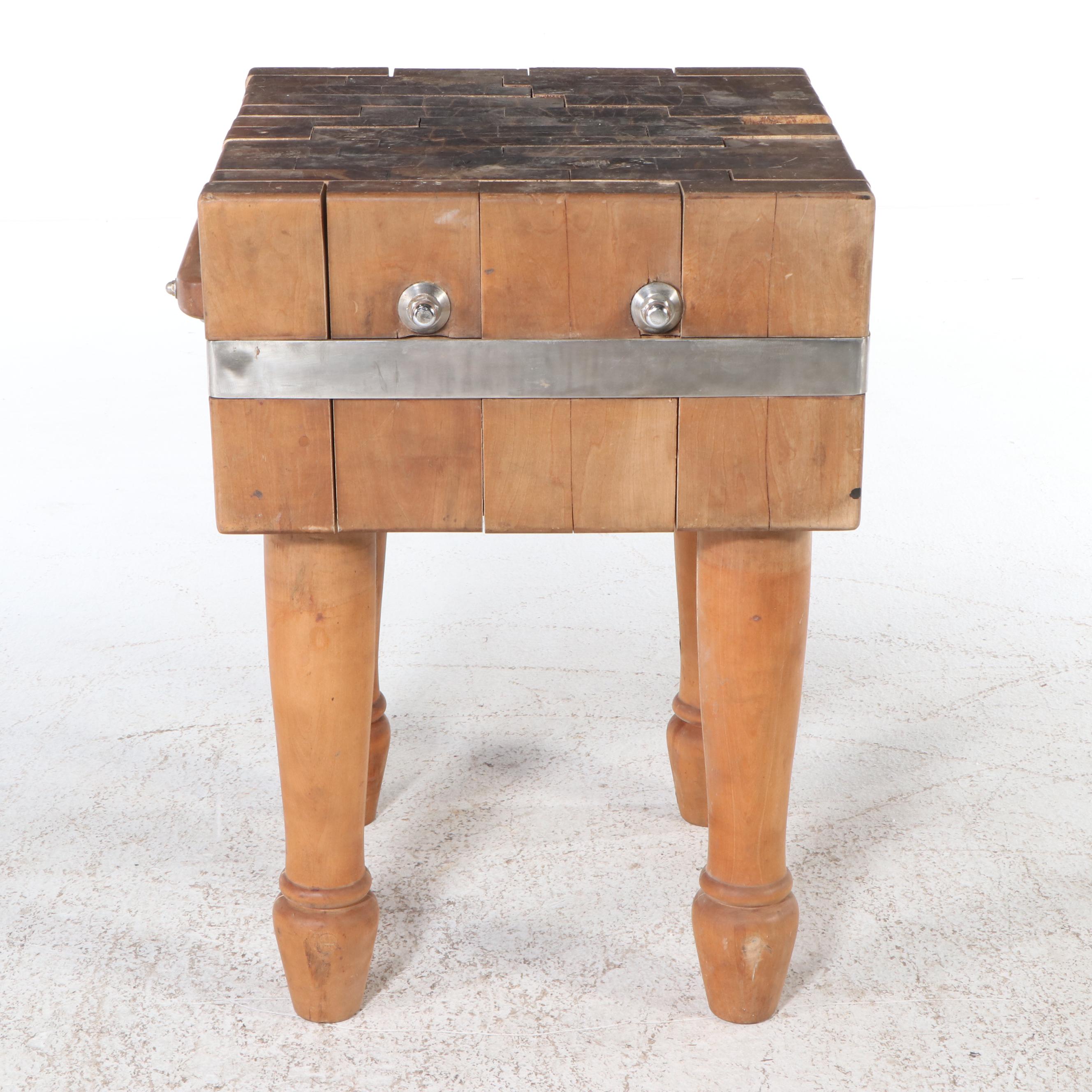 Staved Wood Butcher's Block Kitchen Island | EBTH