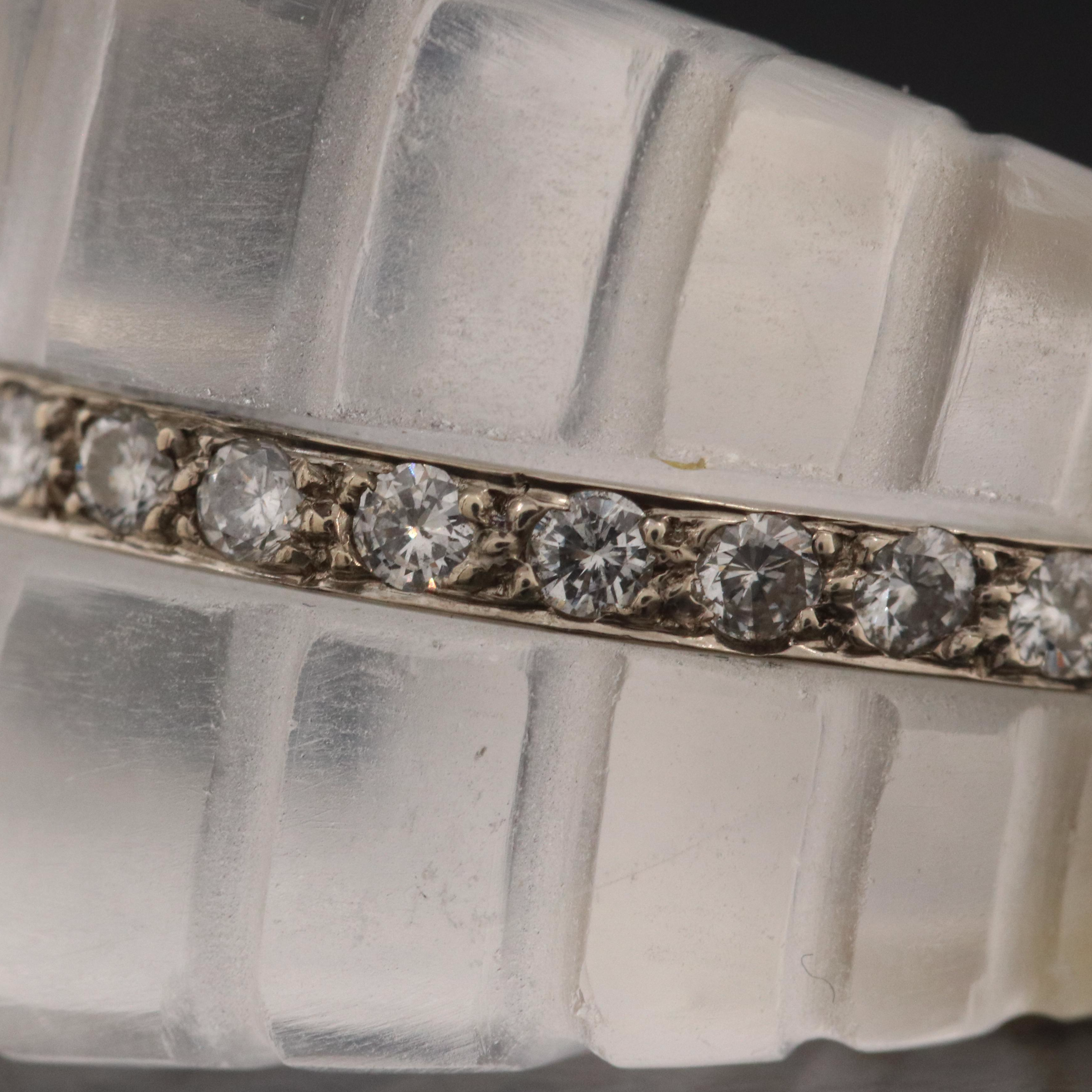 14K Fluted Rock Crystal and Diamond Ring | EBTH