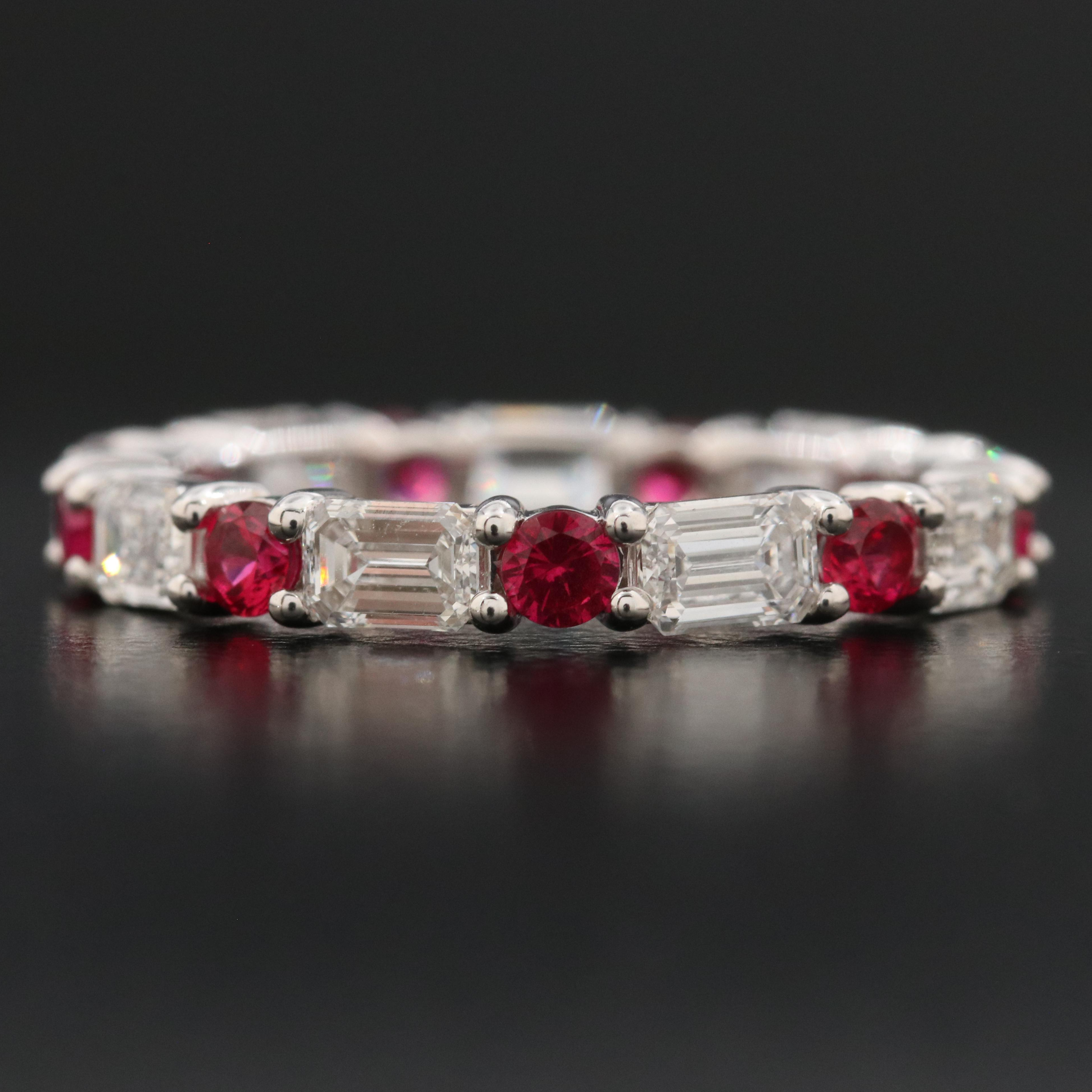 14K Lab Grown Diamond and Ruby Eternity Band | EBTH