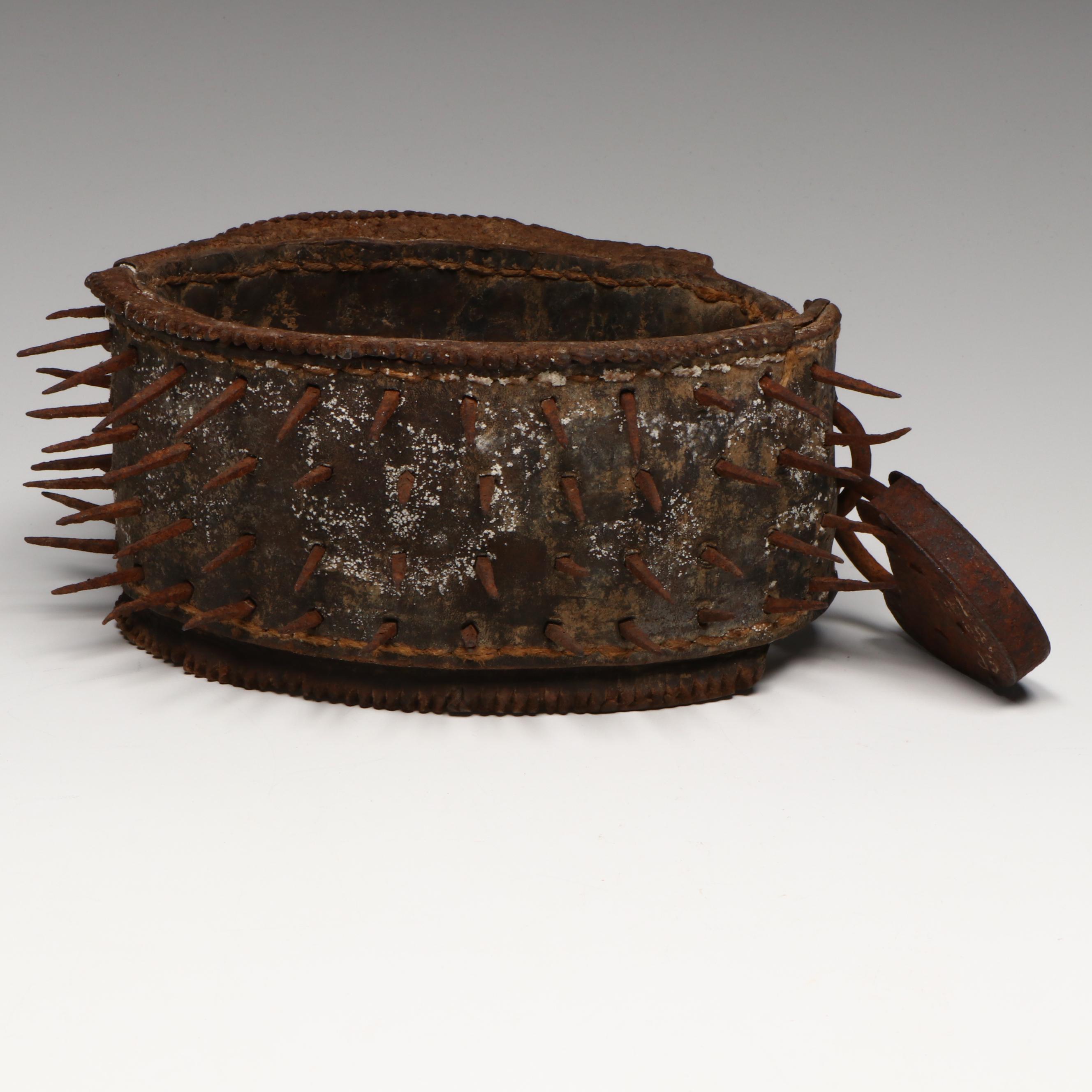 Anti-Wolf Leather and Iron Spiked Guard Dog Collar, 17th or 18th ...